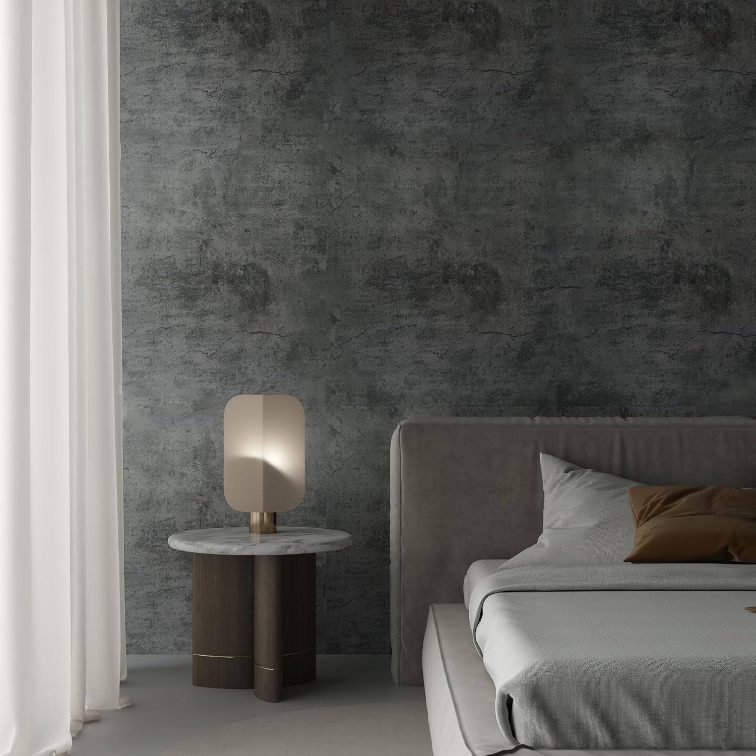 Gray Cement Contact Paper Matte Thick 16x708 inch Grey Concrete Peel ...