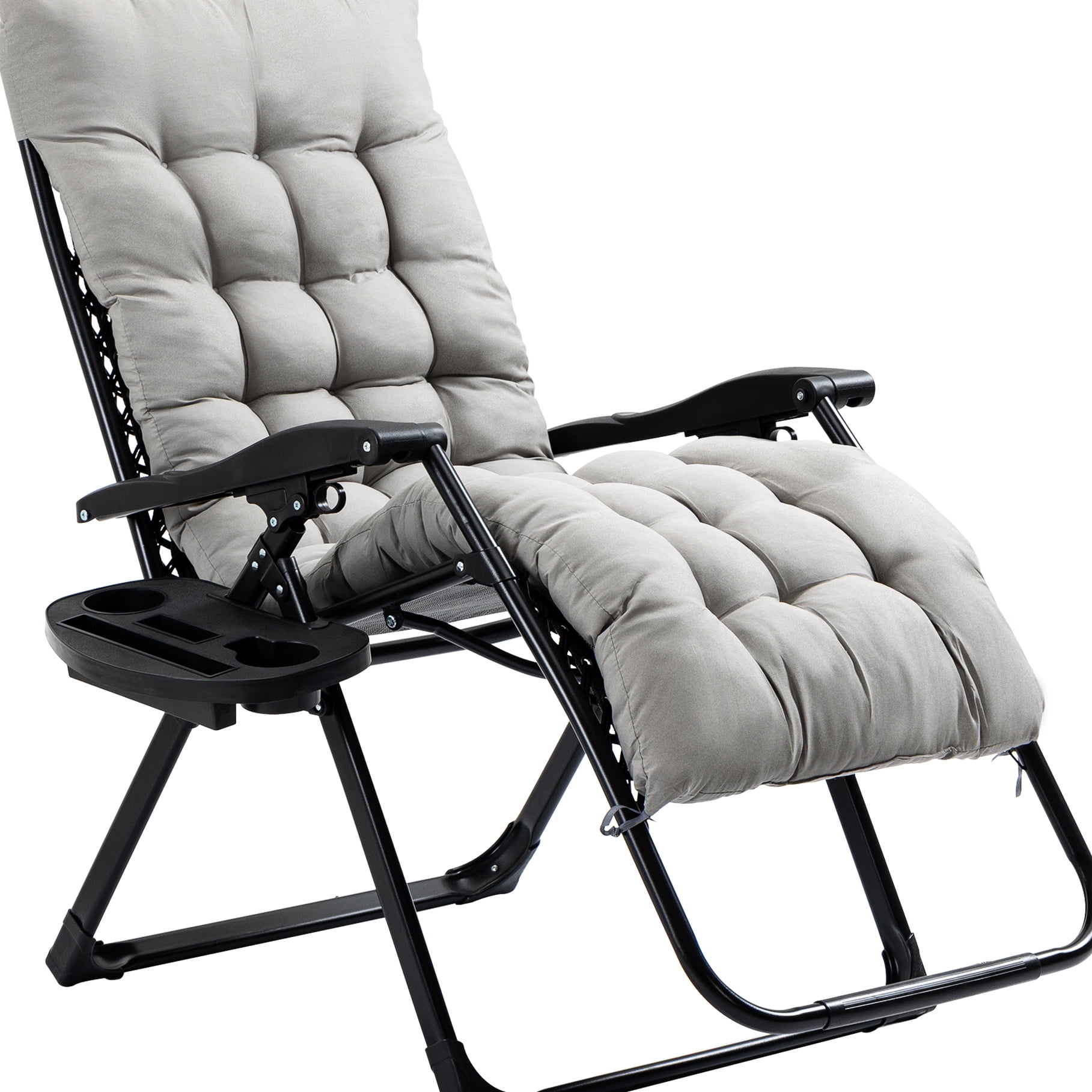 Gray Chair With Side Tray And Padded Leg Rest, Folds Easily, 264lbs ...