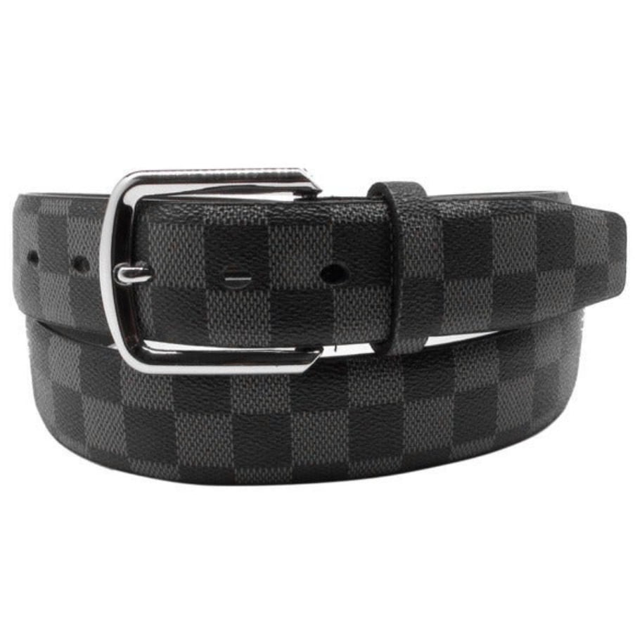 Gray Checker Pattern Leather Belt Size-XL - Walmart.com