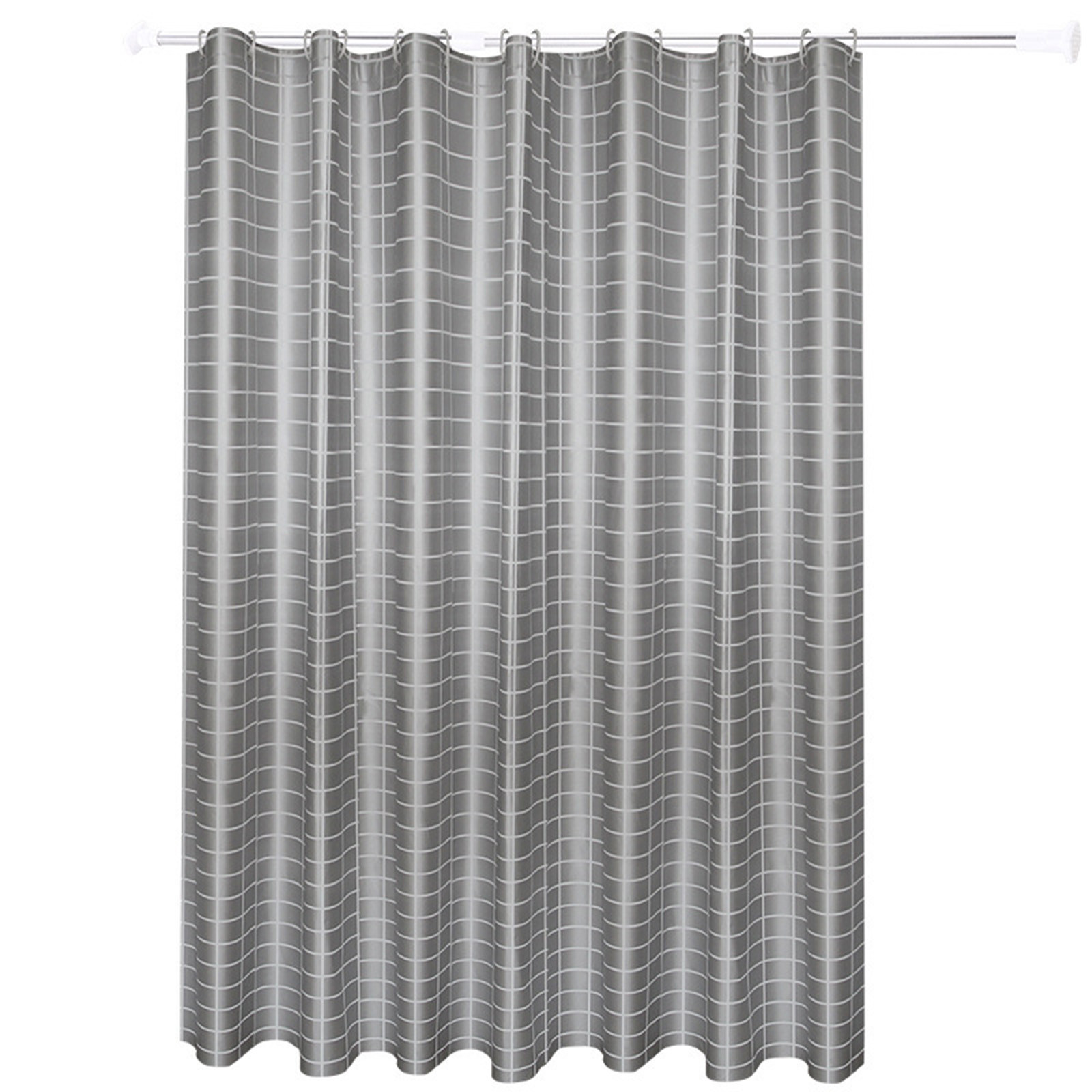 Gray Checkered Waterproof Shower Curtain, Durable Polyester Fabric ...