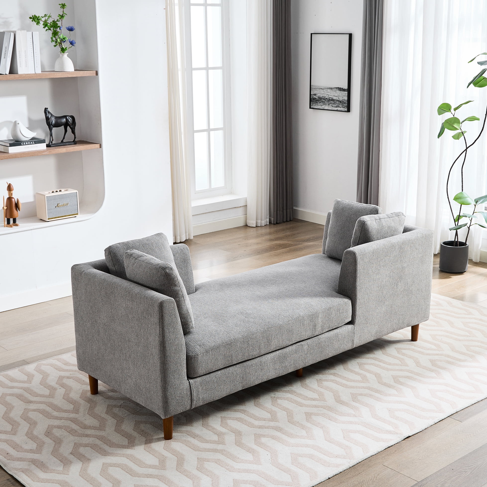 Gray Chenille Lounge With 4 Pillows And Pocket Spring Support, 79.02 ...