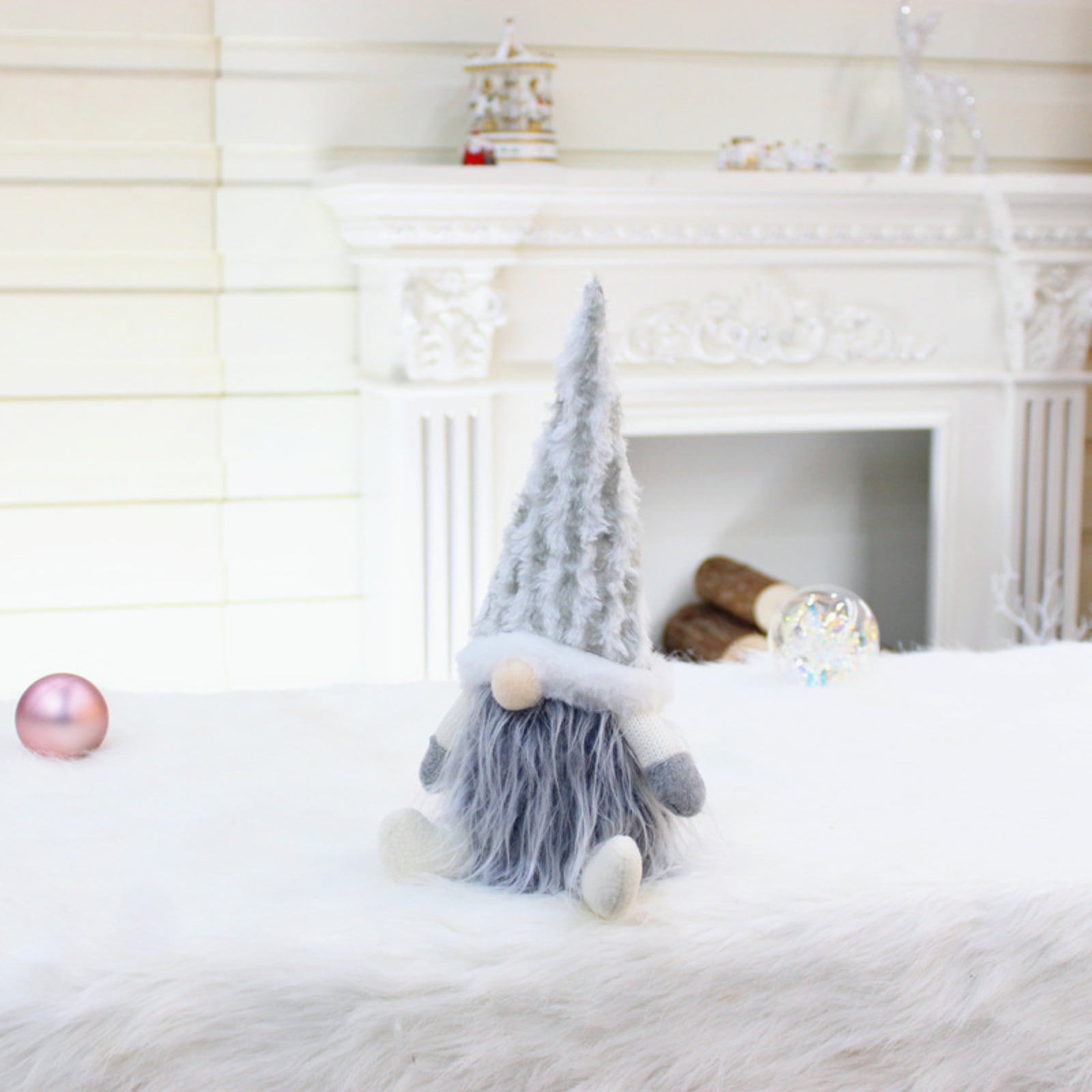 Gray Christmas Gnome Plush Extendable Legs Standing Santa Doll Elf Toy ...