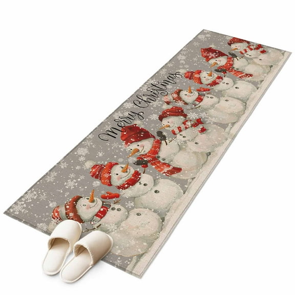 Christmas Runner Rug 2x6 FT,Non Slip Hallway Rugs,Blue Poinsettia ...