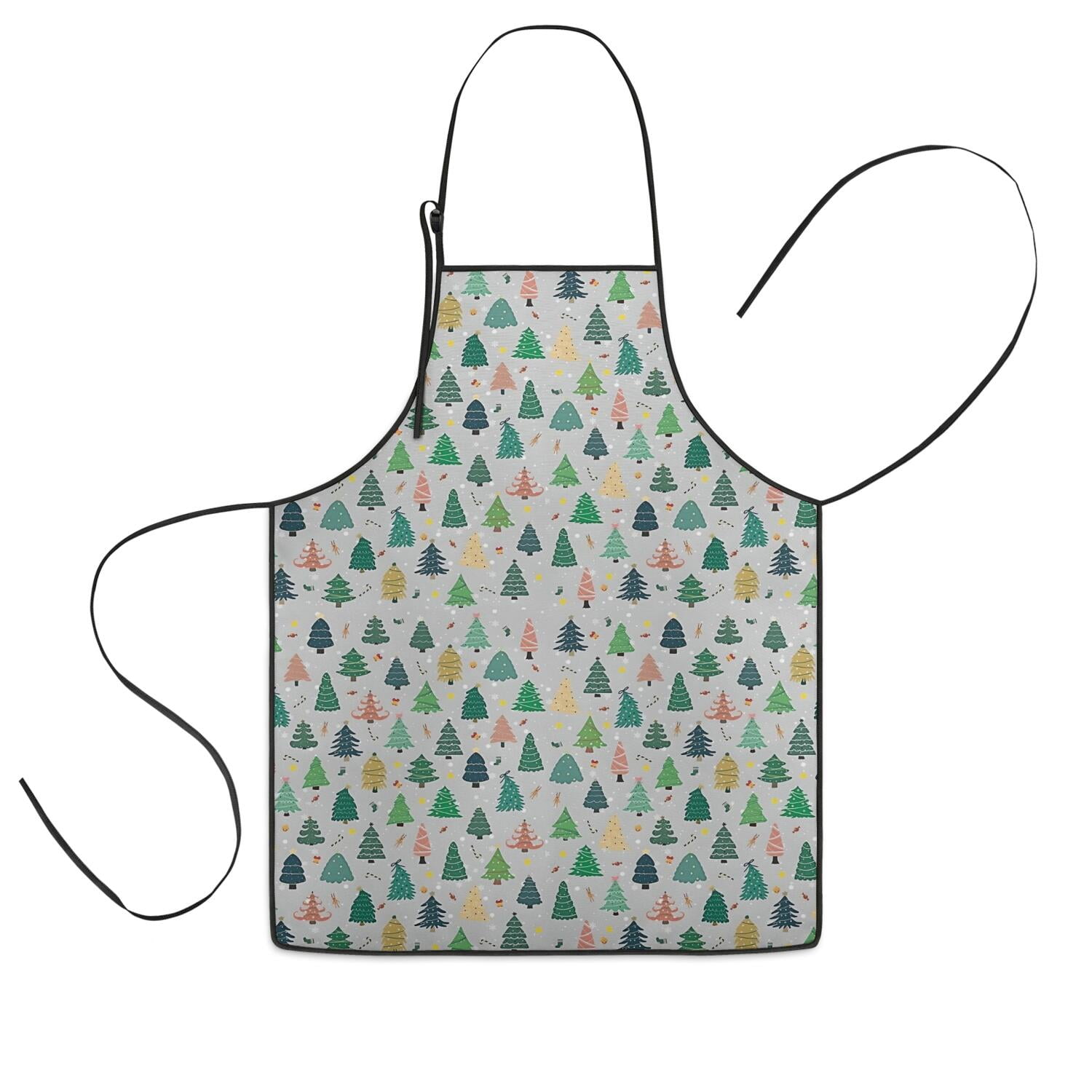 Gray Christmas Tree Pattern Kids Aprons for Girls and Boys,Adjustable ...