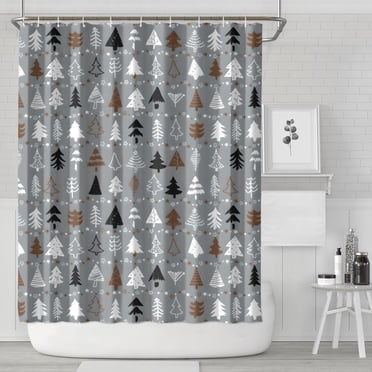 Pink Christmas Gingerbread and Tree Pattern Shower Curtain 36"x72 ...
