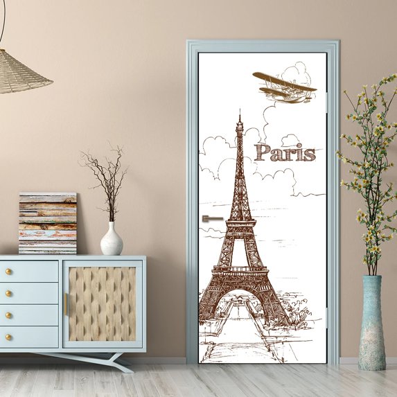 Gray City Buildings Self Adhesive Door Sticker Street Wallpaper Living ...