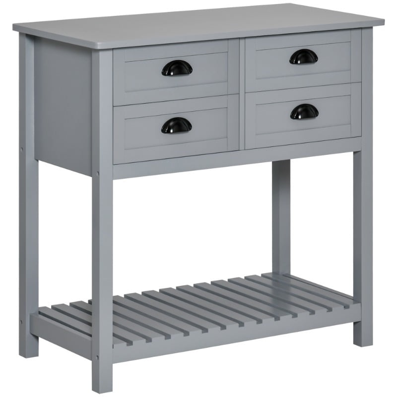 Gray Coffee Bar Cabinet with 4 Drawers, Slatted Bottom Shelf - Walmart.com
