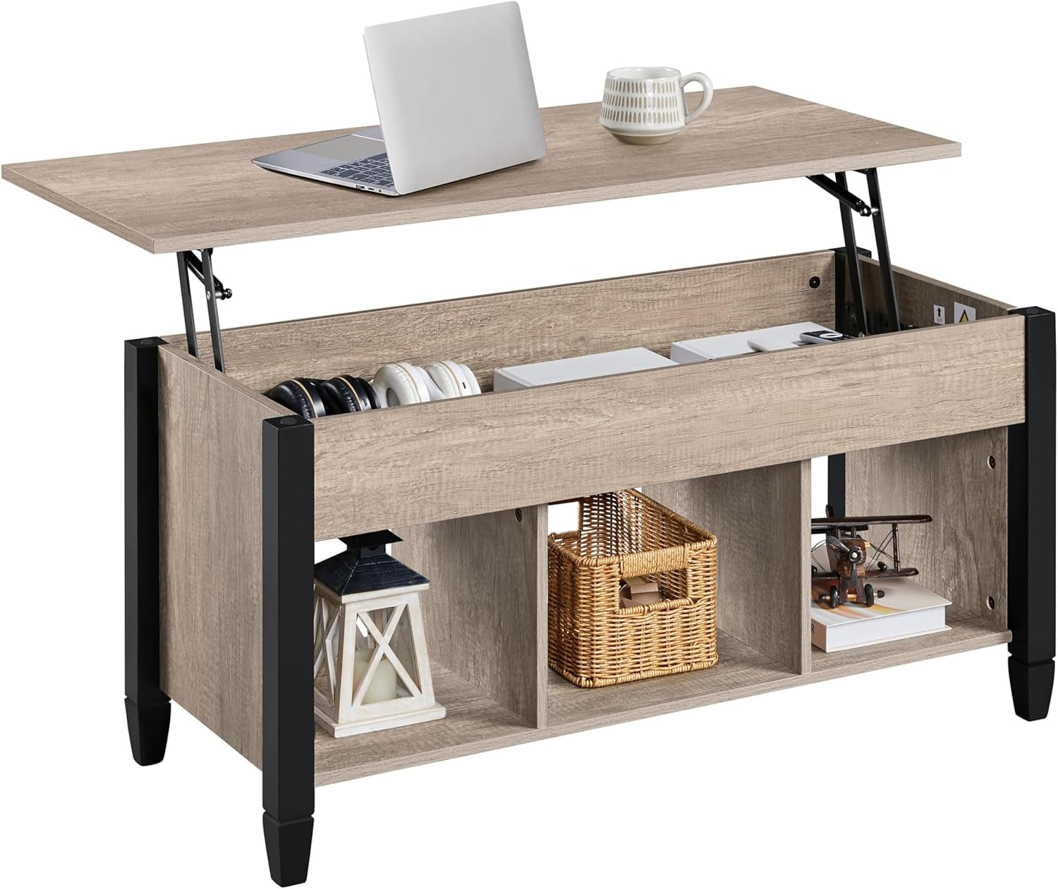 Gray Coffee Table, Lift Top Coffee Table with Hidden Compartment ...