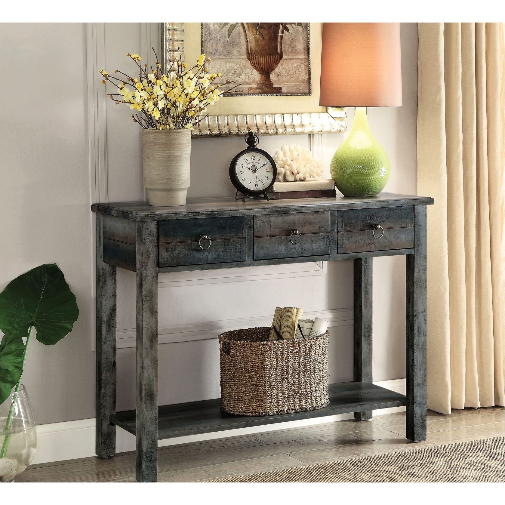 Gray Color & Classic Details - Console Table for Kitchen Island Setup ...