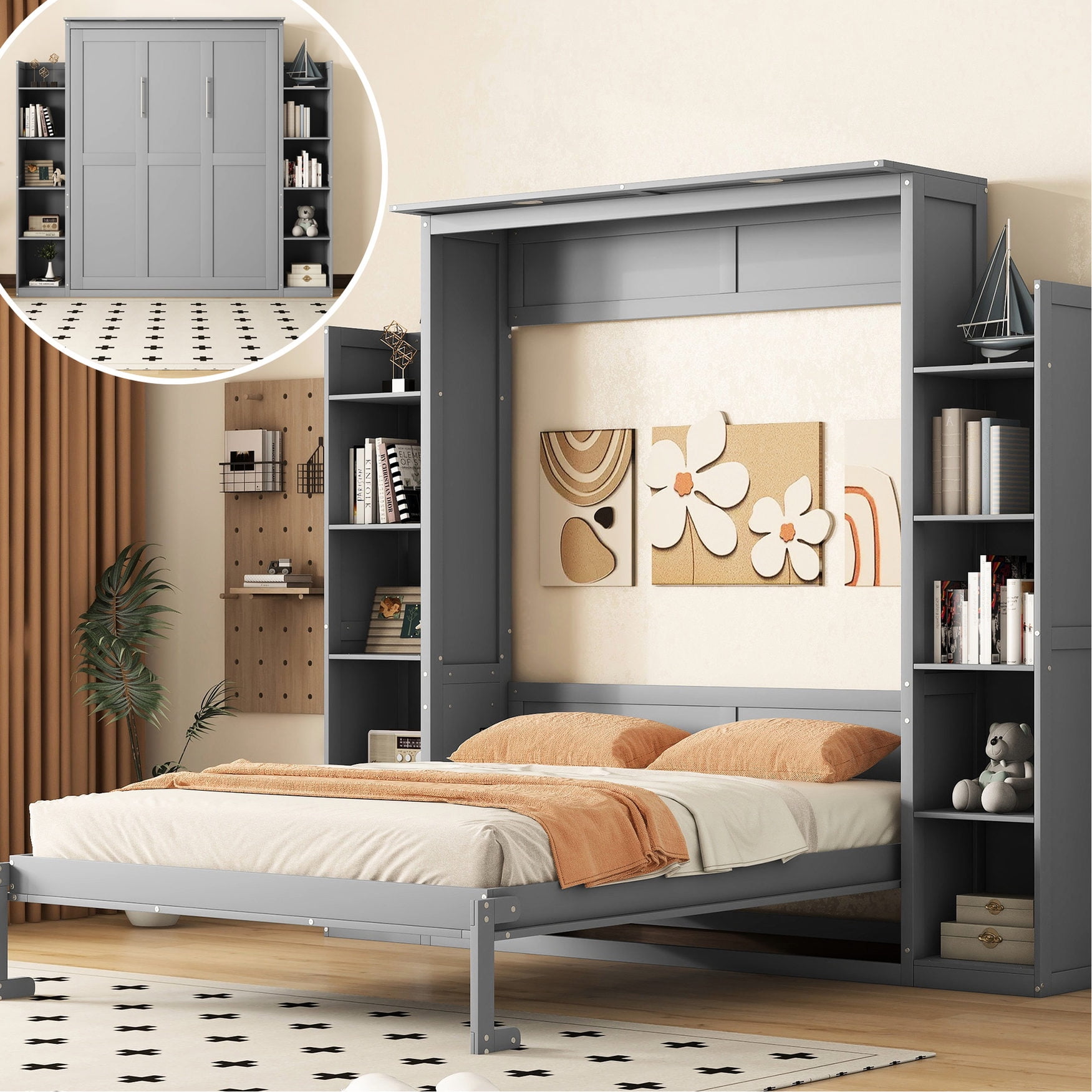 Gray Color - Hide - Away Bed with Storage - Guest Room/Home Office ...