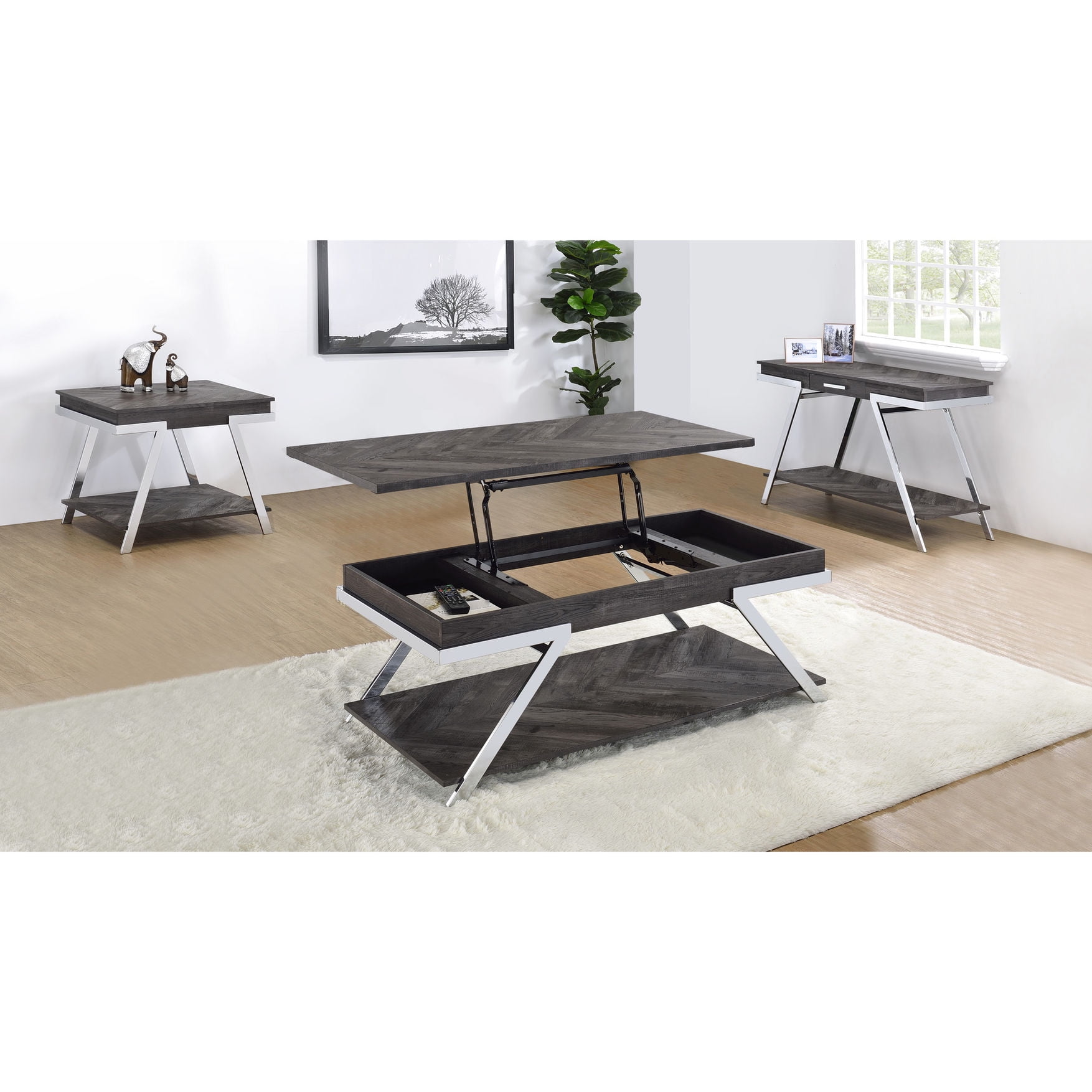 Gray Color Scheme - Stain - proof Tops - Sitting Room - Chrome Leg ...