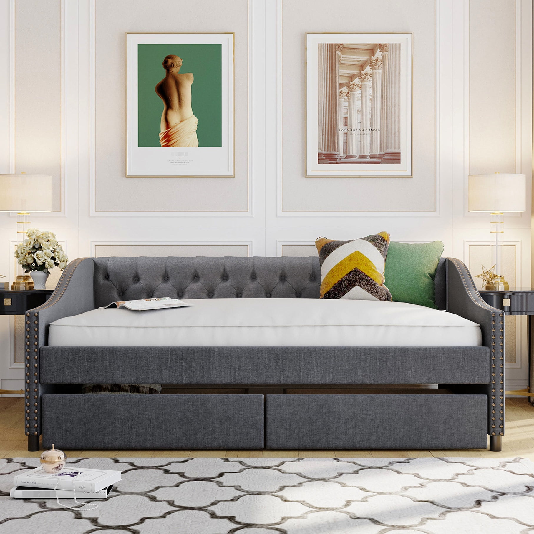 Gray Color - Soft Textile Bedhead - For Relaxing at Home - Creates ...