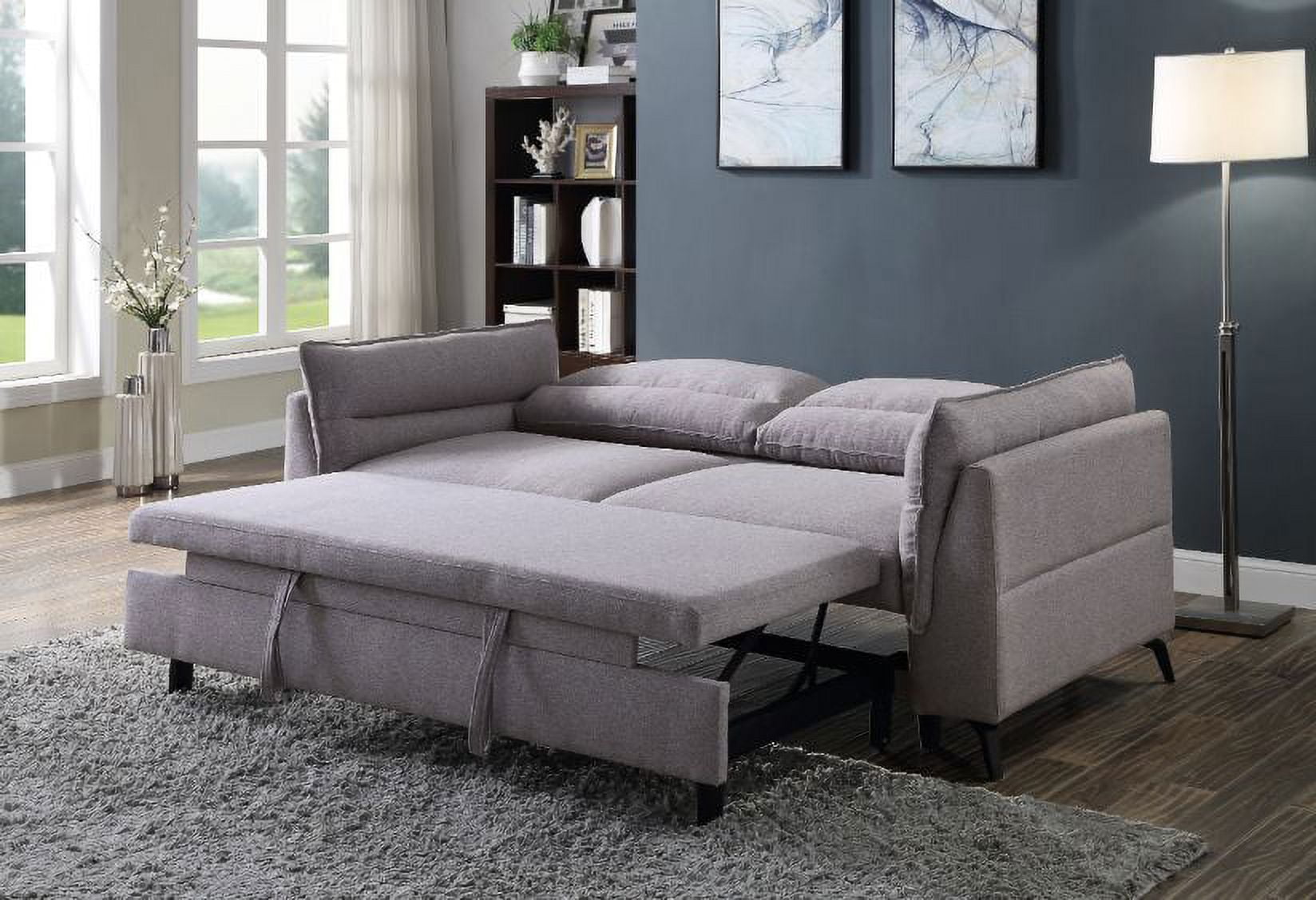 Gray Contemporary Living Room Furniture Pull-out Sleeper Sofa Built in ...