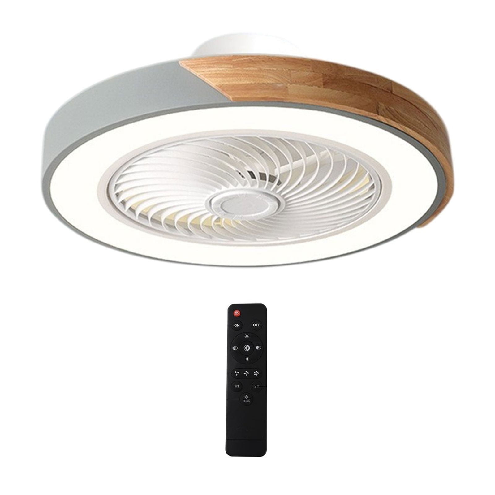 Gray Contemporary Style Ceiling Fan With Built-In Led Lights Remote ...