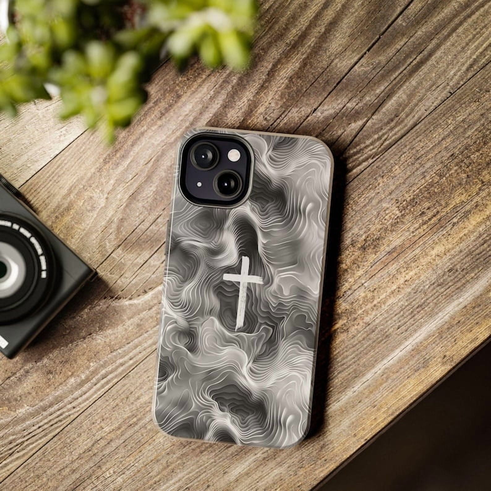 Gray Contour Waves Cross Religious Christian Faith A034 Protective Case ...