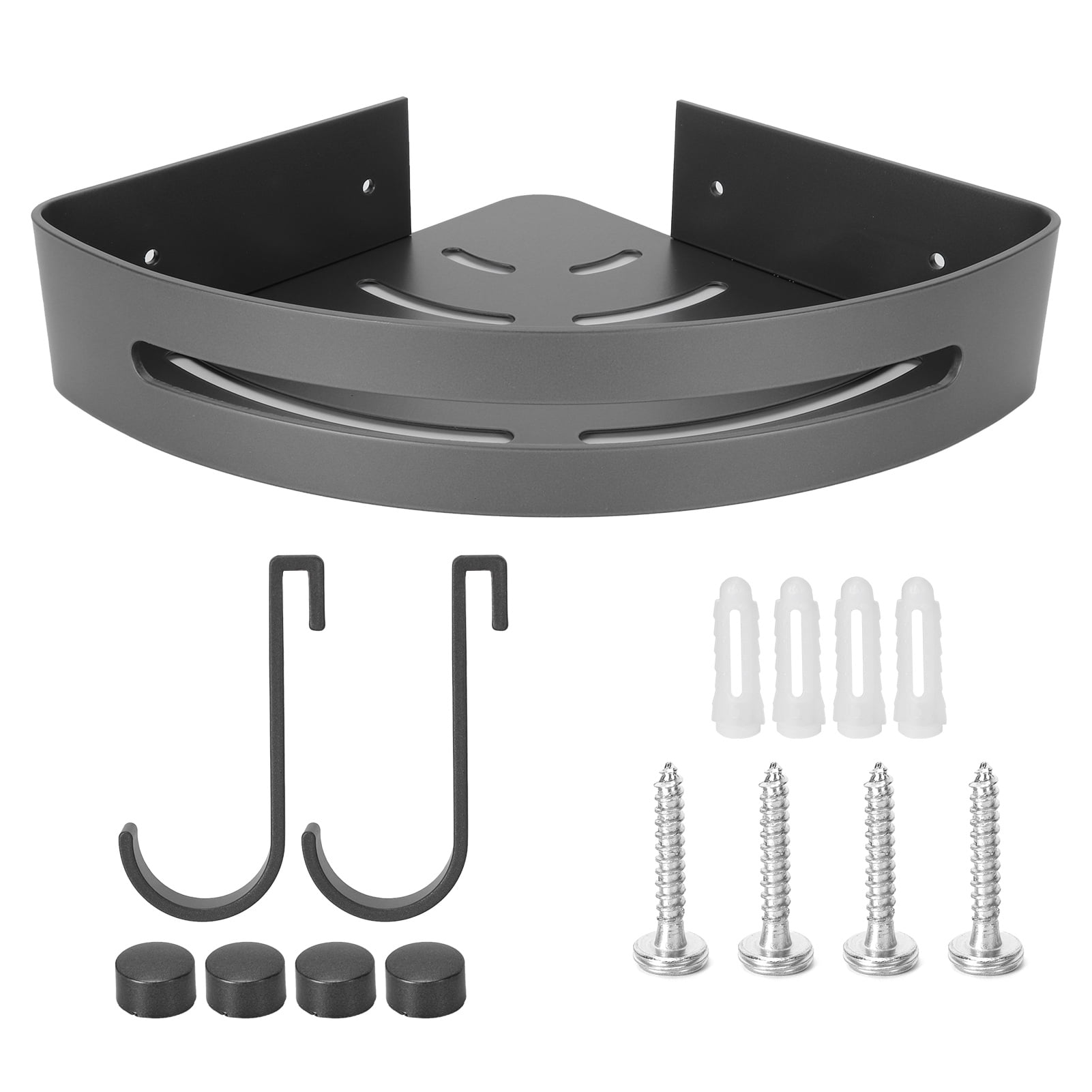 Gray Corner Shelf Space Aluminum Triangular Storage Rack Organizer ...