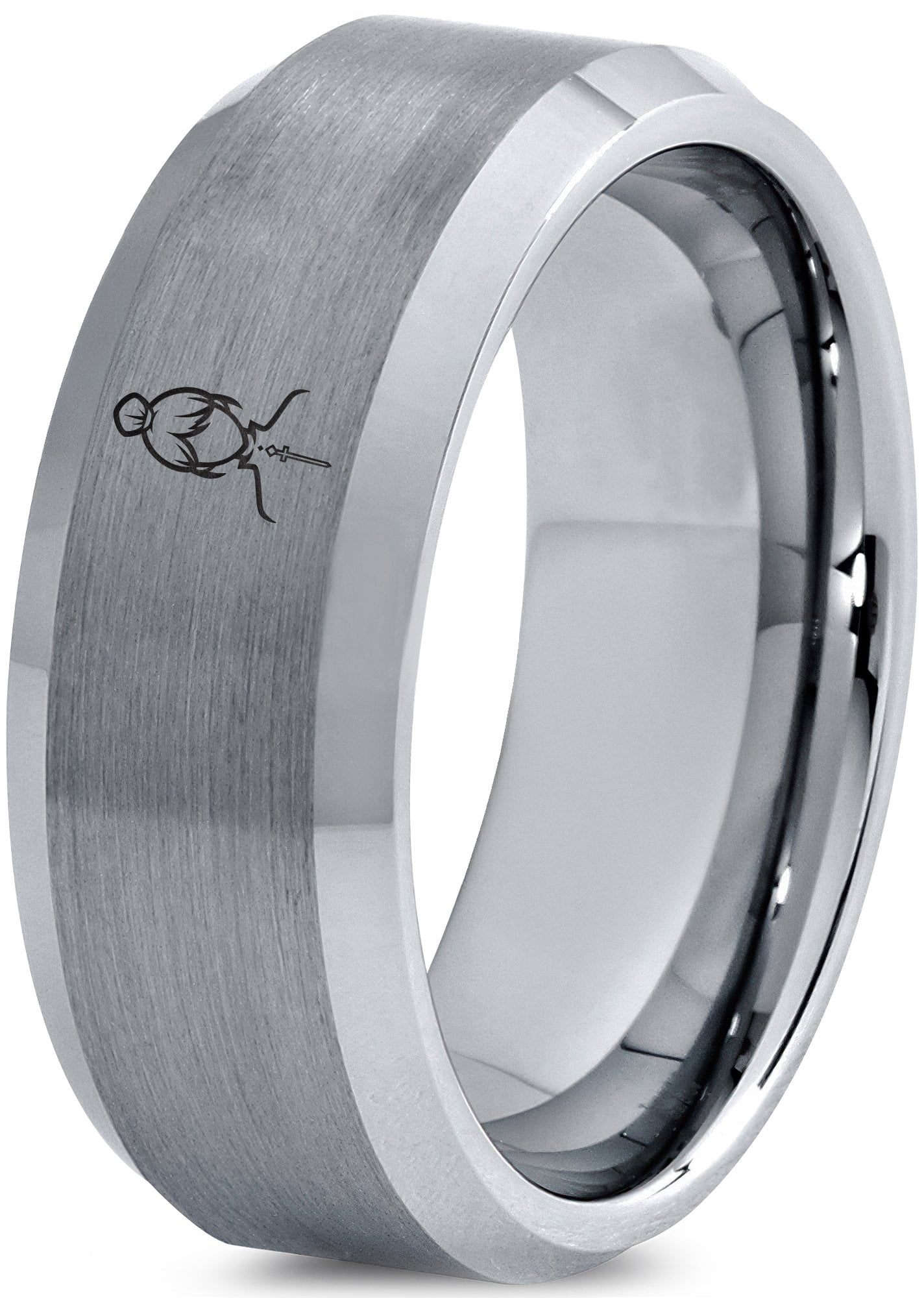 Grey Jewelry Tungsten Ring Gamer Engagement Gifts Large Daughter ...