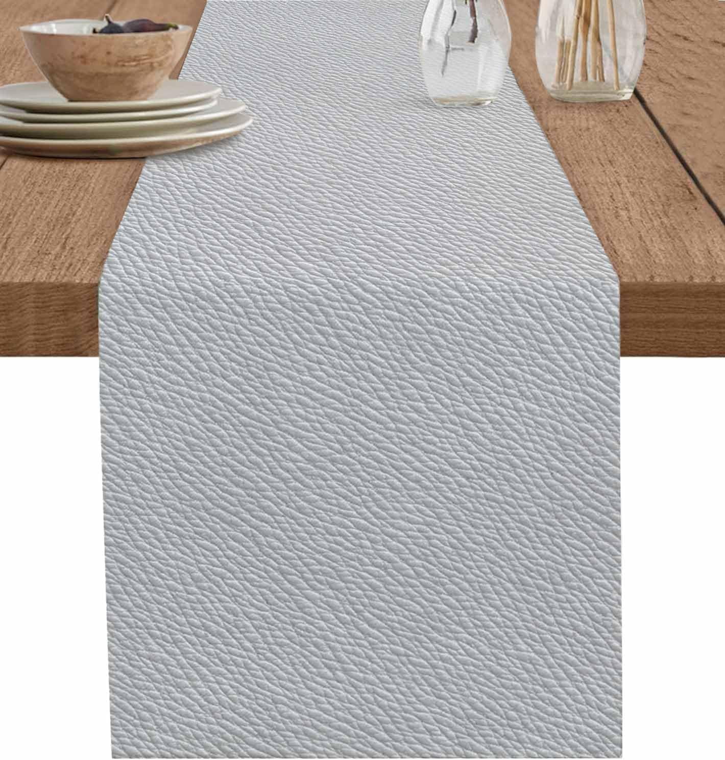 Gray Cowhide Short Table Runners 36 Inches, Cotton Linen Fabric Table ...