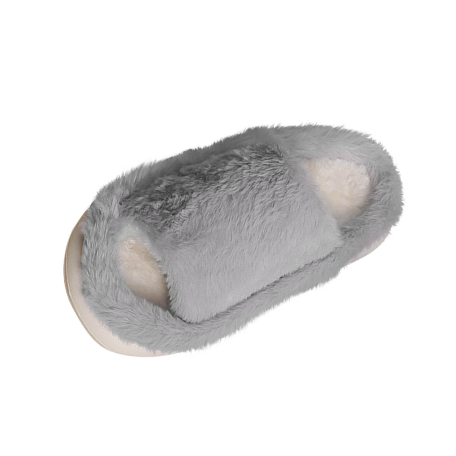 Gray Cozy Women'S Open-Toe Slippers With Plush Fleece Lining, Slip-On ...