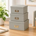 - Gray Decorative Photo Storboxes With Lids Set Of 3 - Walmart.com