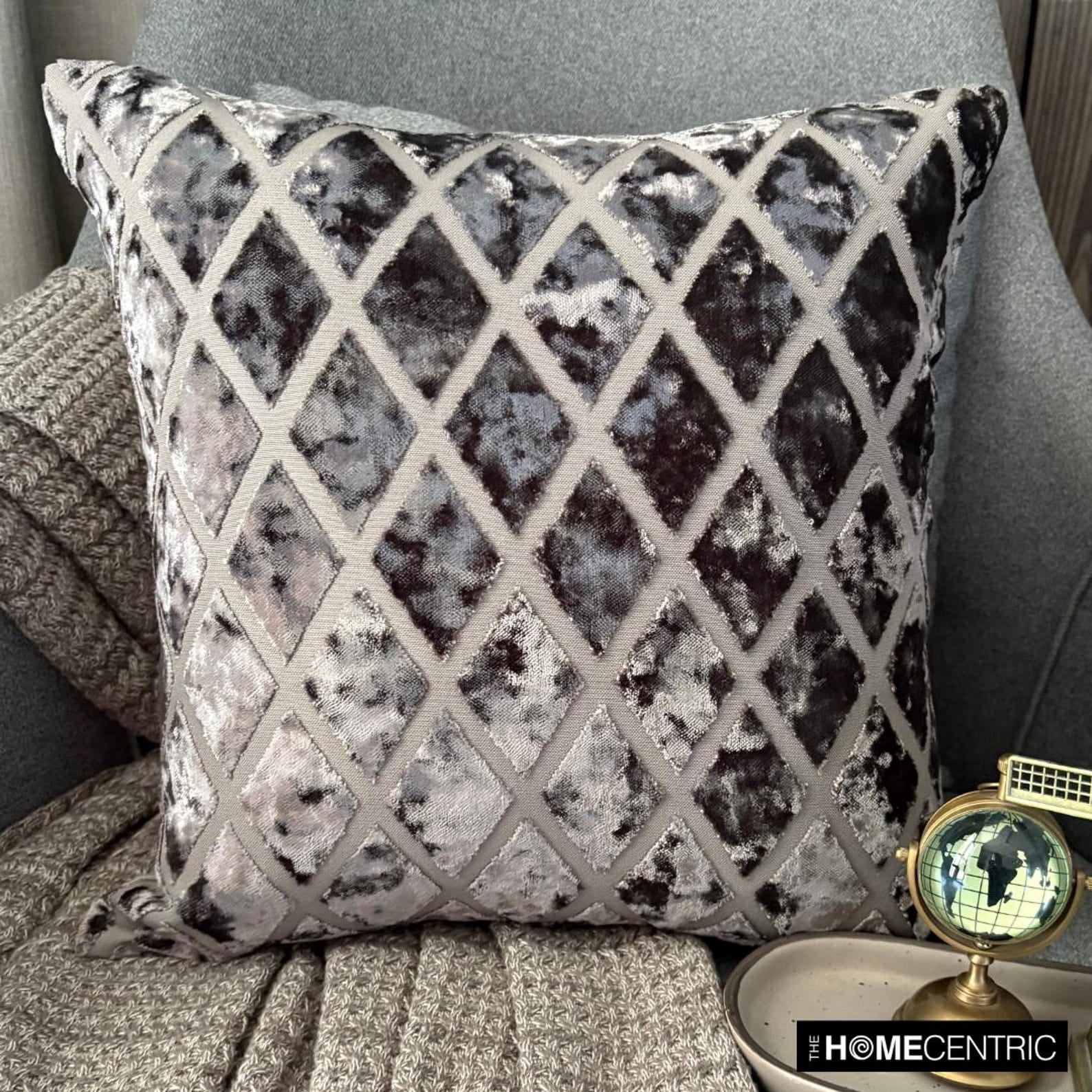 Gray Decorative Throw Pillow Covers 26"x26" | Modern Velvet Cushion ...