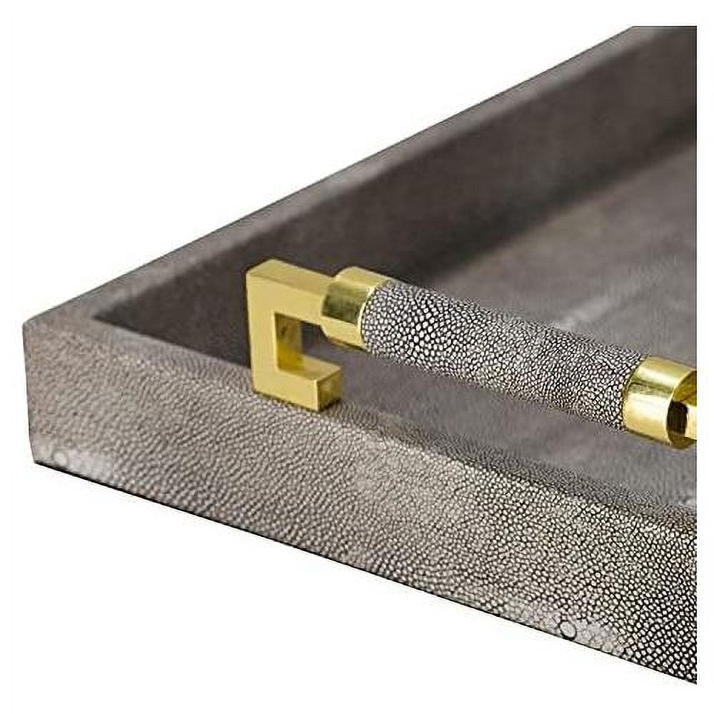 Gray Decorative Tray With Handles Modern Minimalist Faux Shagreen ...