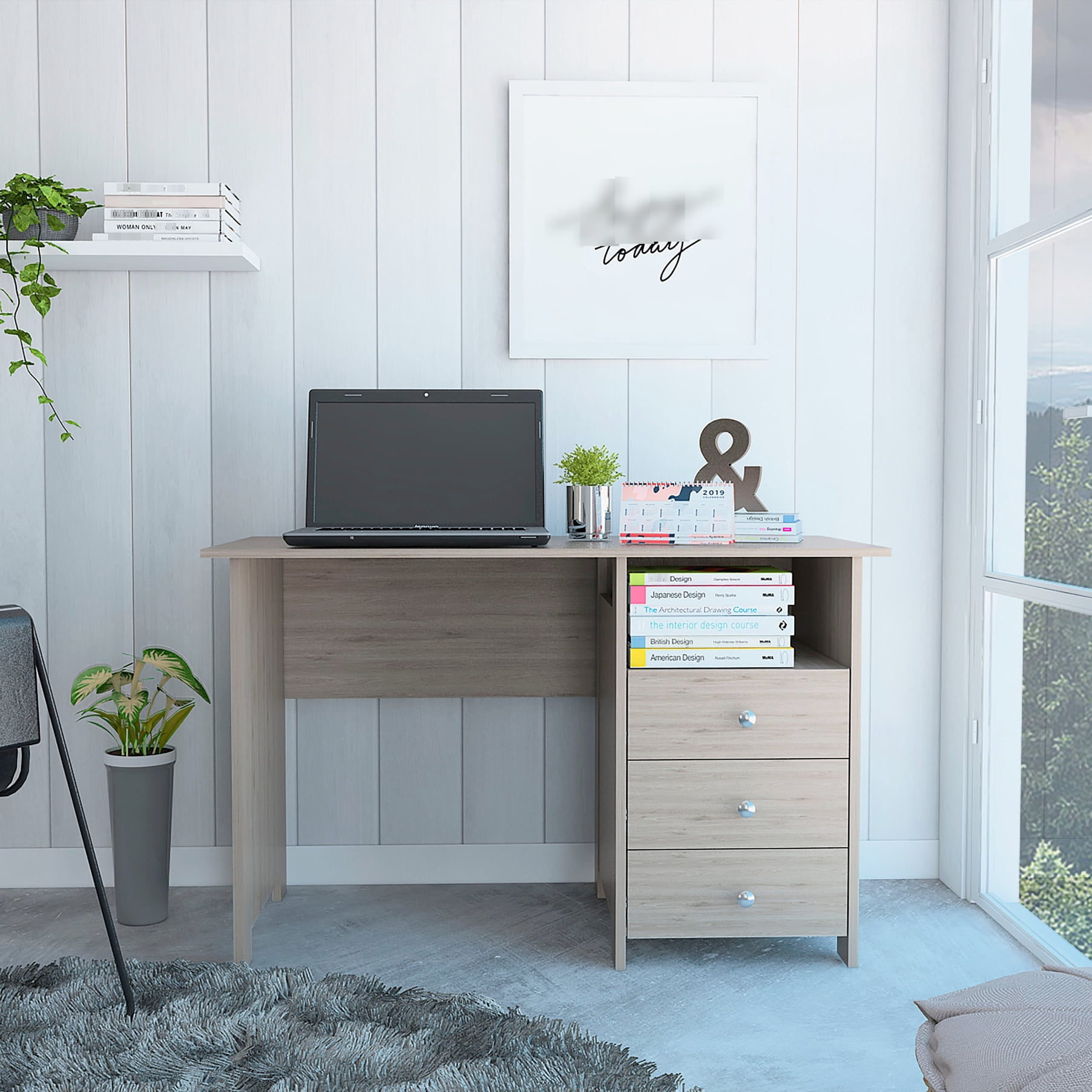 Gray Desk With Open Compartment - Facilitate Easy Access To Your Office ...