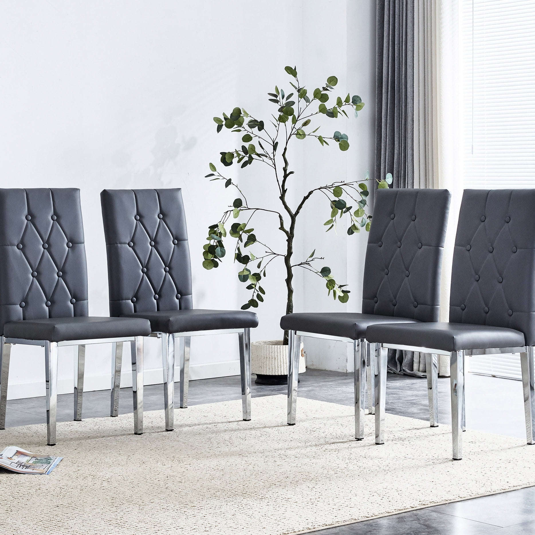 Gray Dining Chairs with Stud Detailing, 16.80in Depth Product - Walmart.com