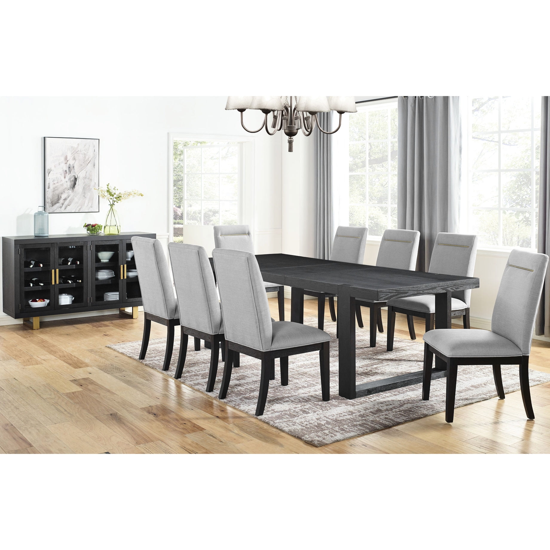 Gray Dining Group, Floating Table with Pedestals - Business Meeting ...