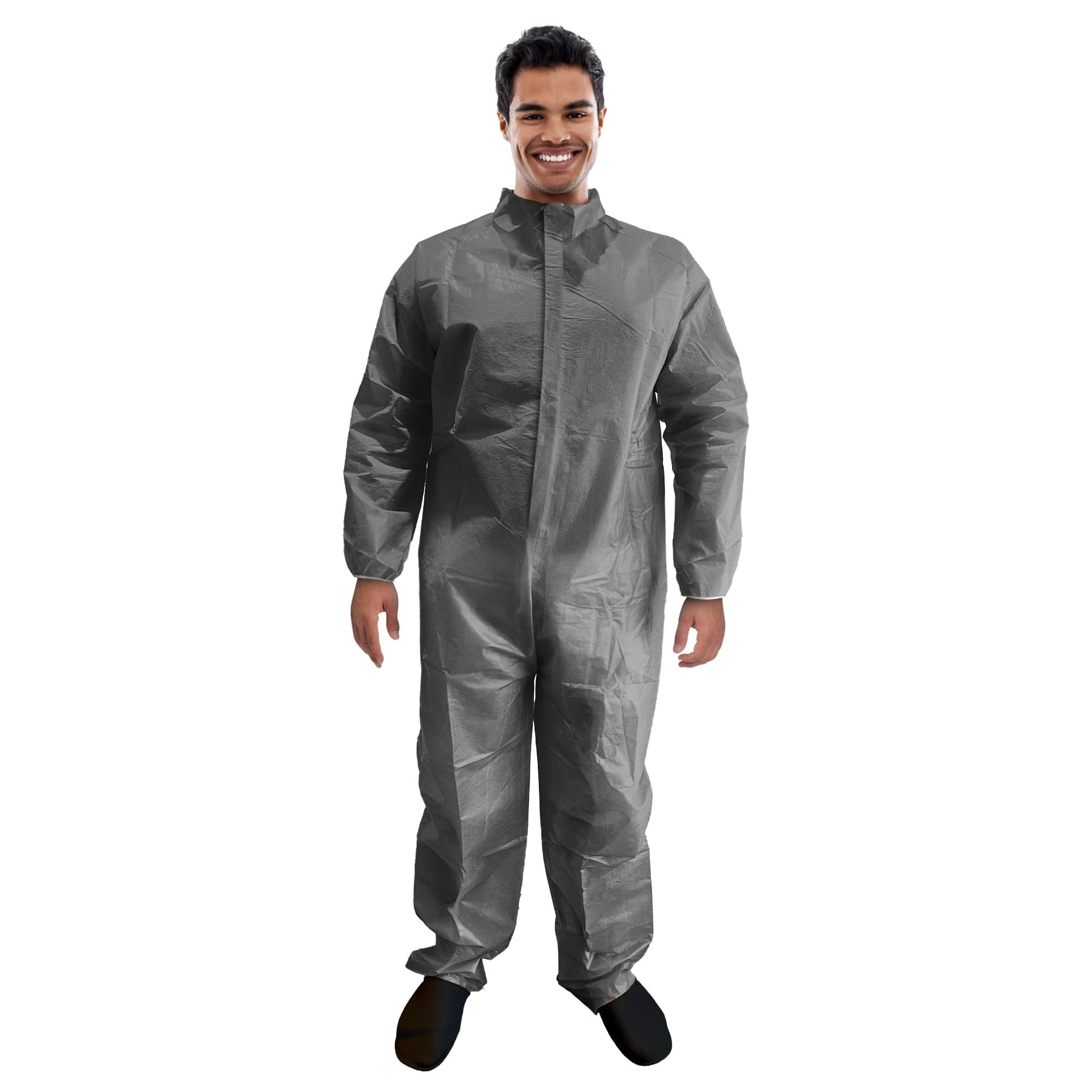 Gray Disposable Coveralls, X-Large. Pack of 50 Lab Coveralls Disposable ...