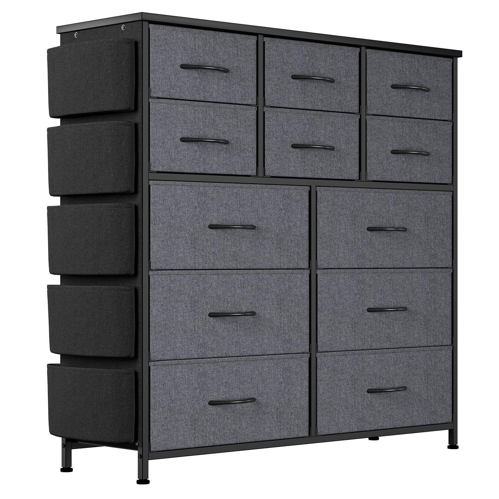 Gray Dresser for Bedroom Cloth Storage Tower with 12 Drawers 12 Drawers ...