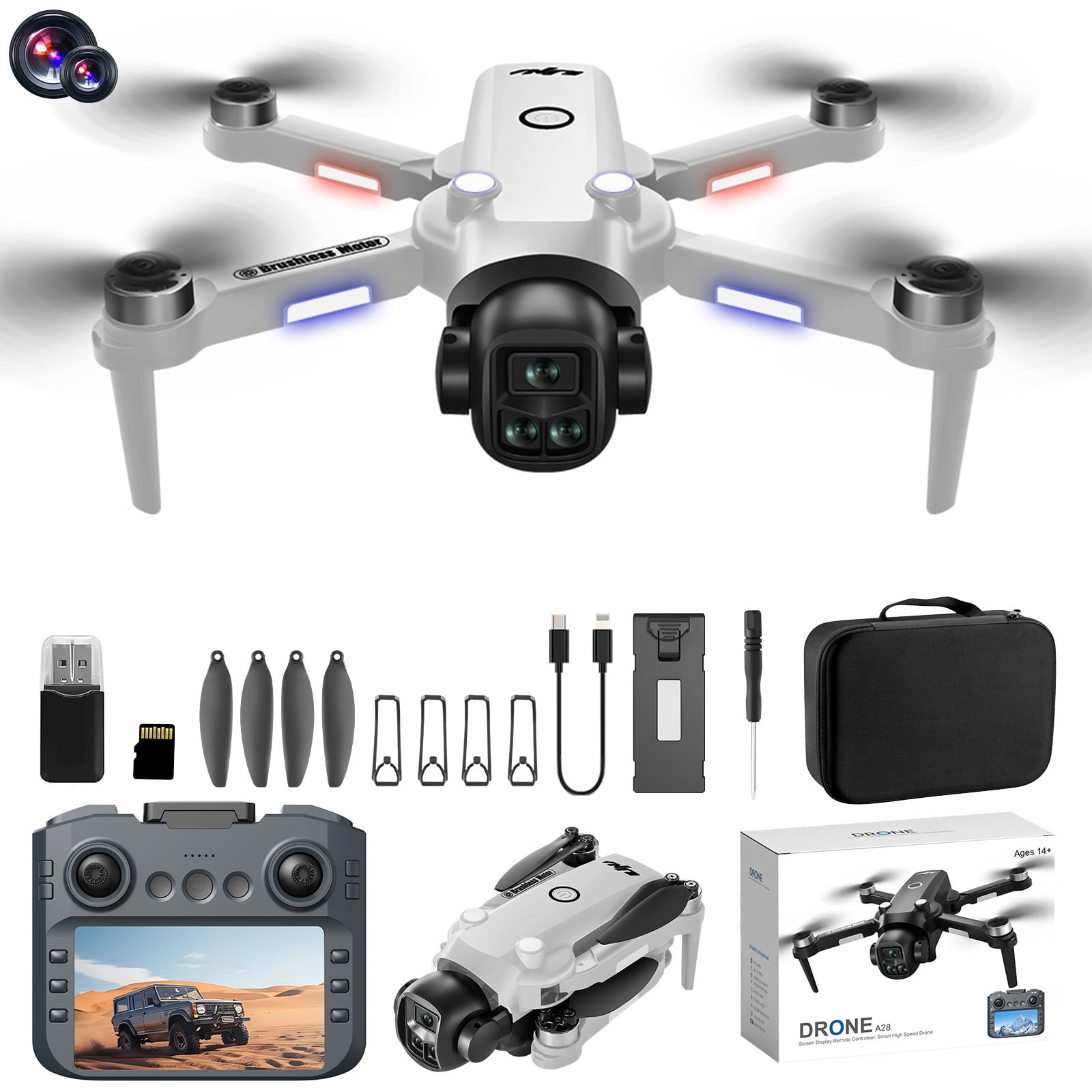 Gray Drone With 1080P Esc Camera Brushless Motor Rc Quadcopter For ...