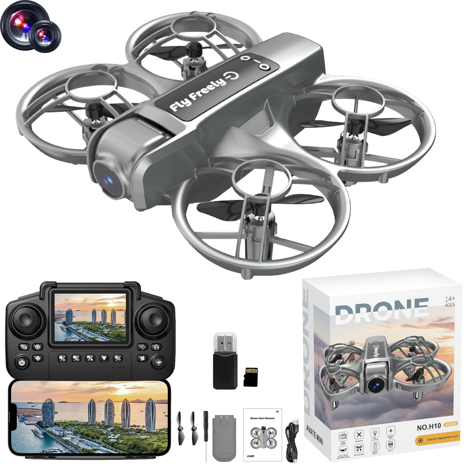 Gray Drone With Screen Remote Control Two Cameras Altitude Hold ...