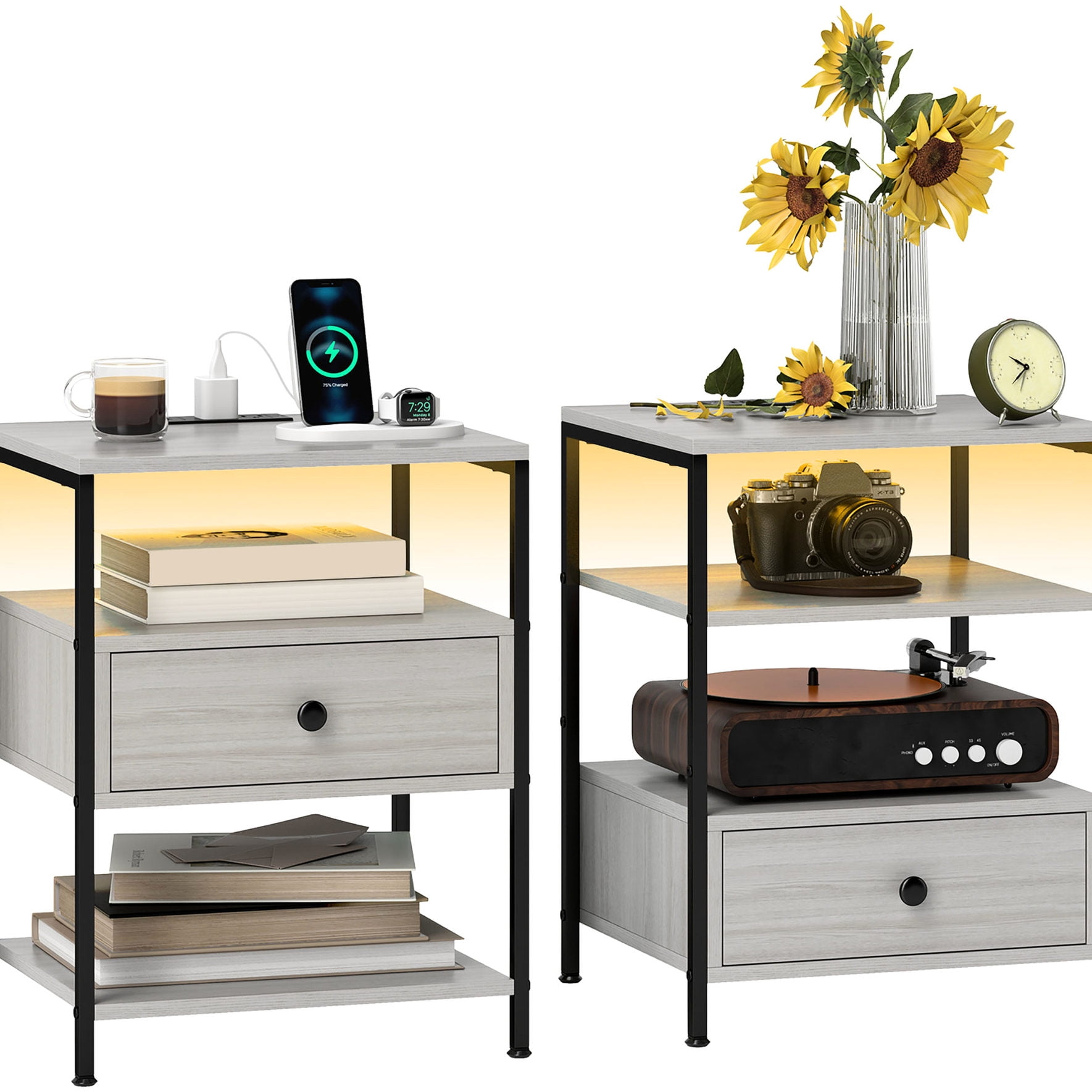 Gray End Tables - Dynamic LED Modes - Home Environments - Mood Lighting ...