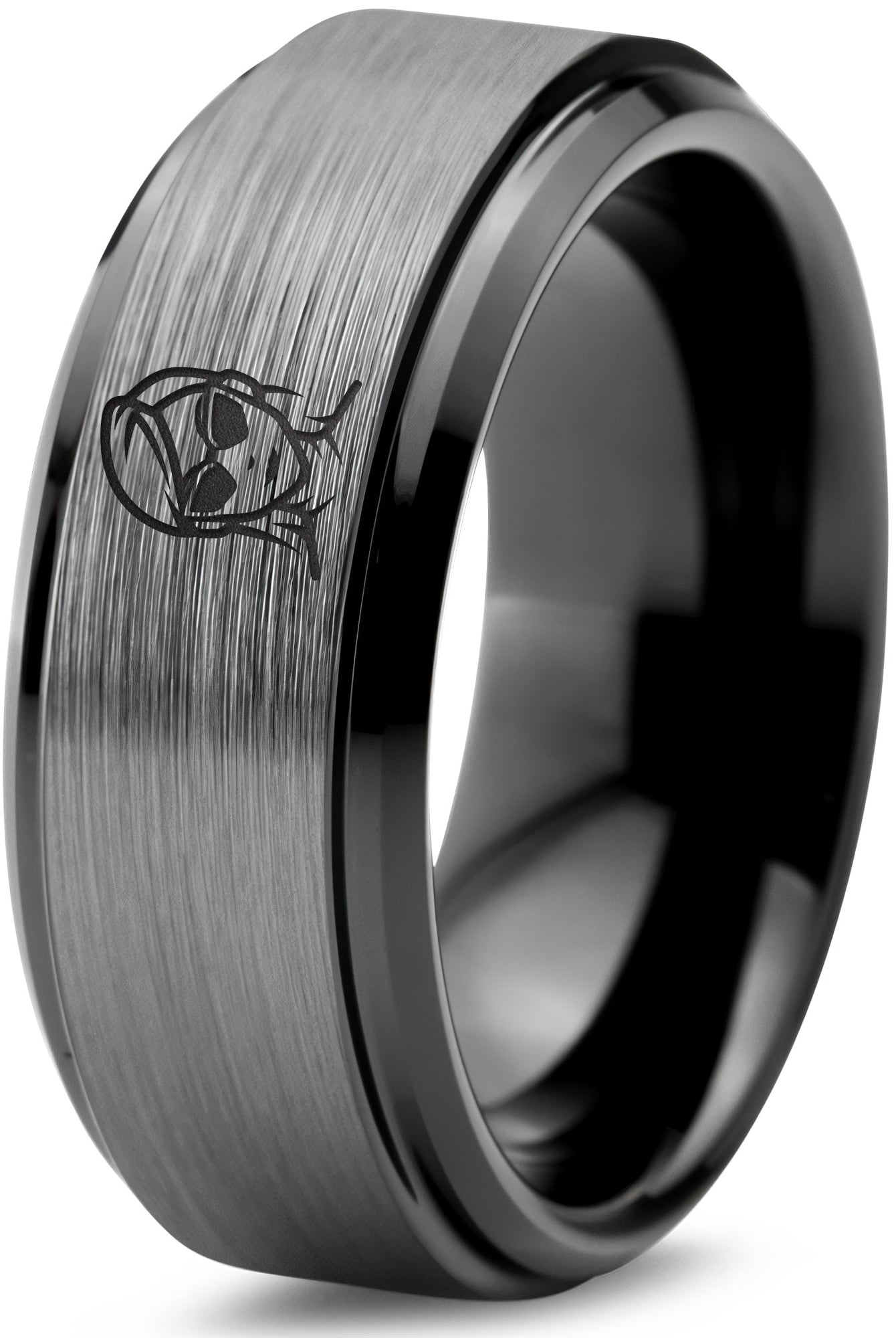 Gamer Minimalist Tungsten Men Gray Ring Inital His and Hers Wedding ...
