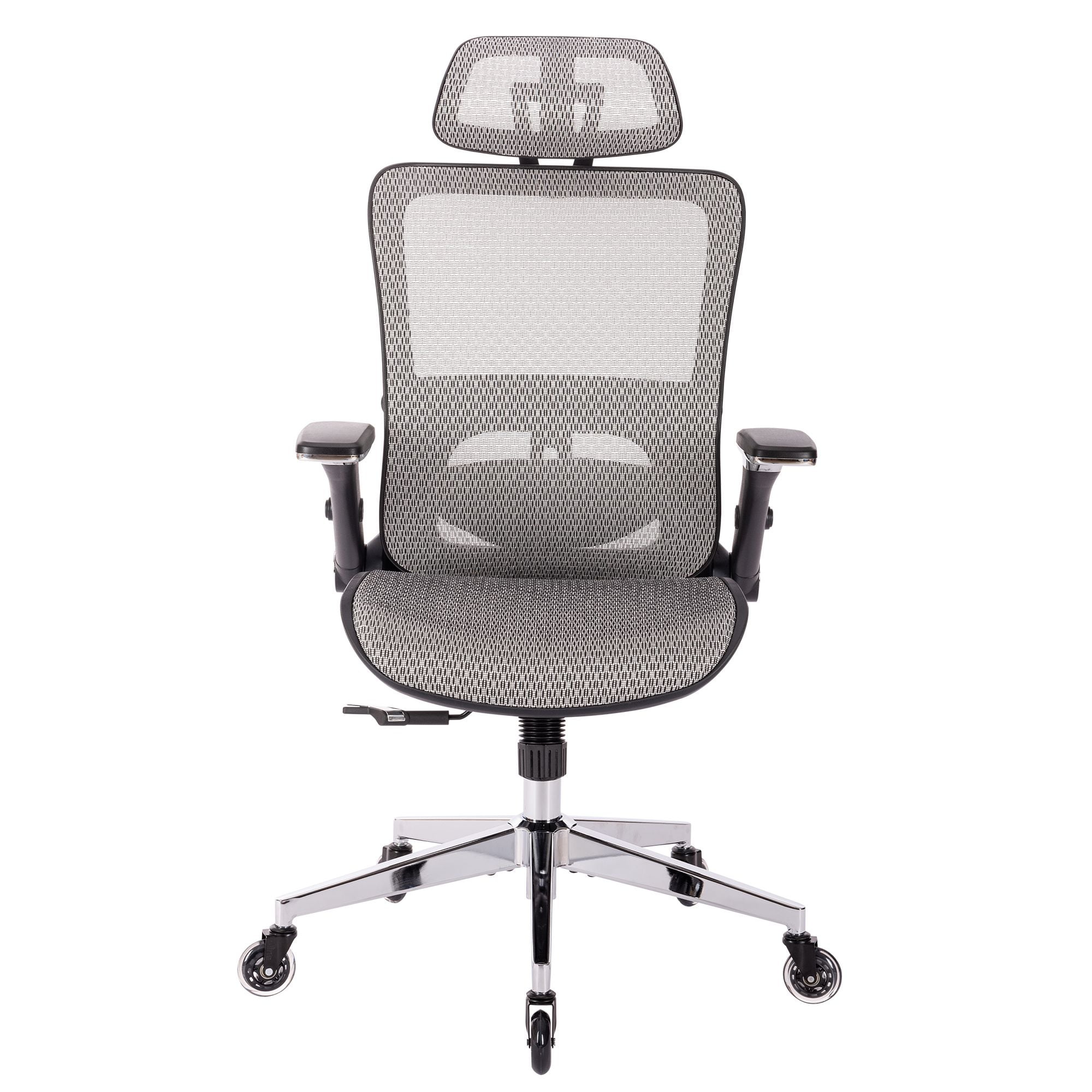 Gray Ergonomic High Back Mesh Office Chair - Adjustable Headrest, Flip ...