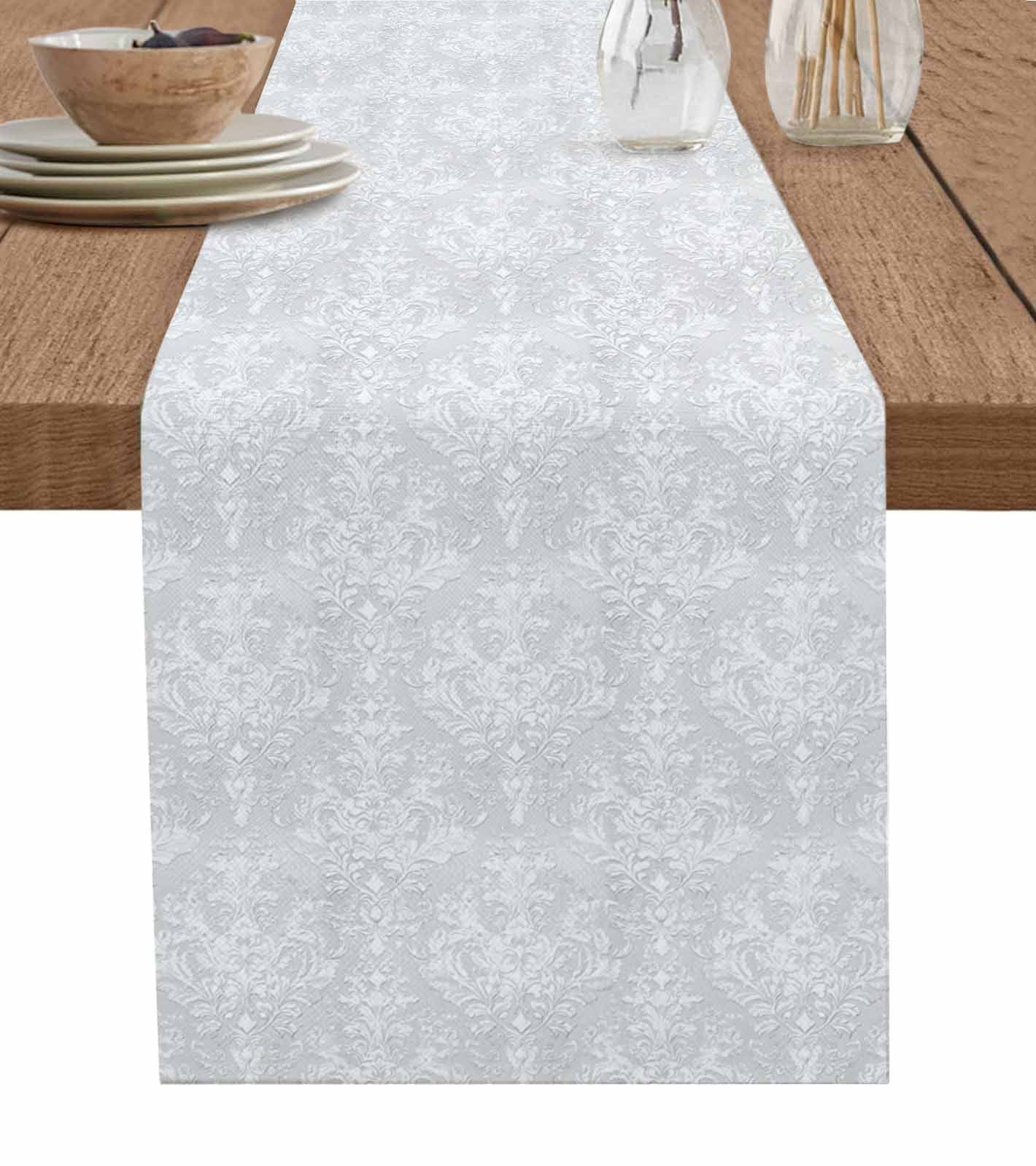 Gray Ethnic Table Runner 36 Inches, Simple Boho Modern Chic Abstract ...