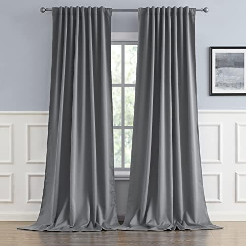 Gray Extra Long Curtains 108 Inch Length,Back Tab and Rod Pocket ...