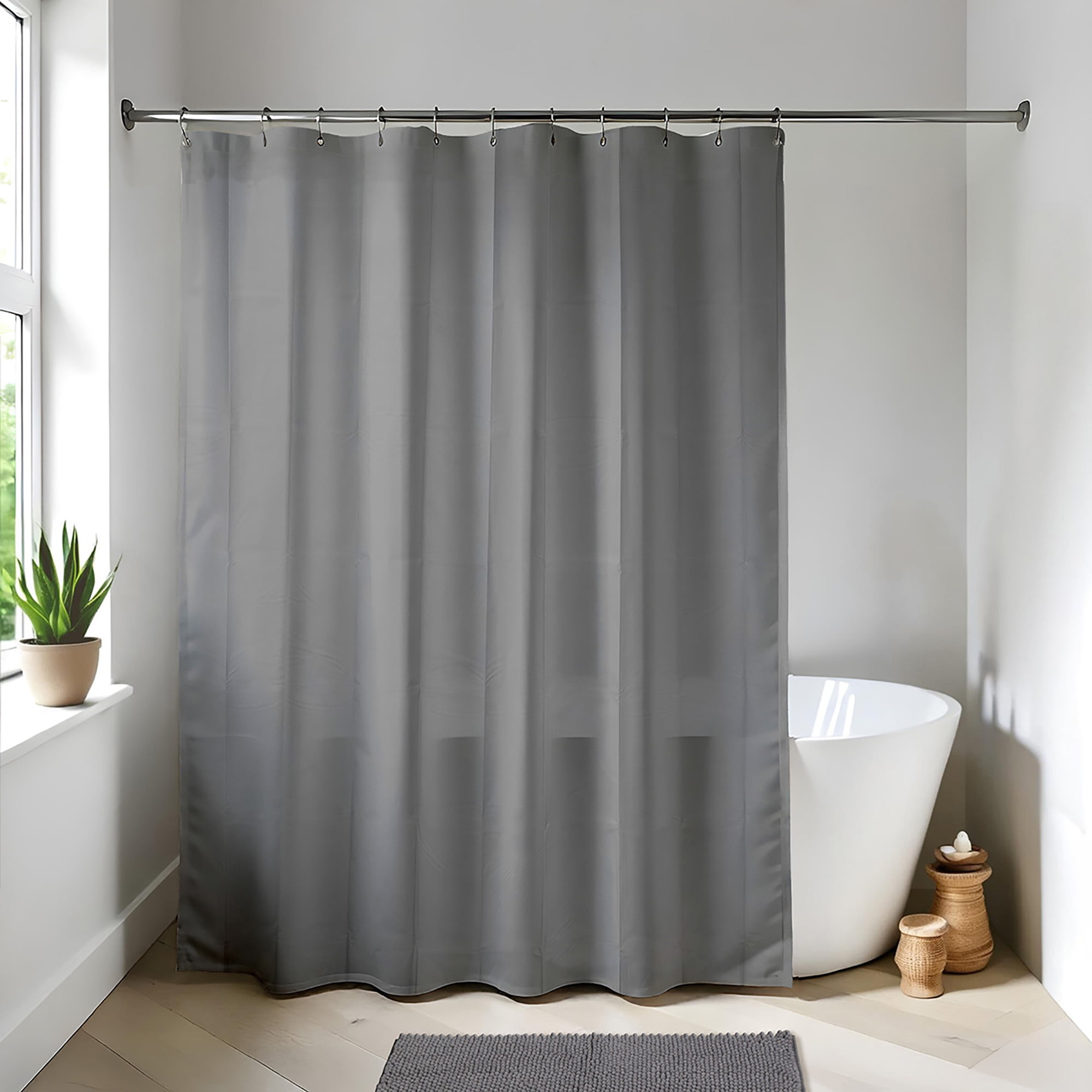Gray Extra Long Waterproof Shower Curtain Liner 71x79 Inches - Walmart.com