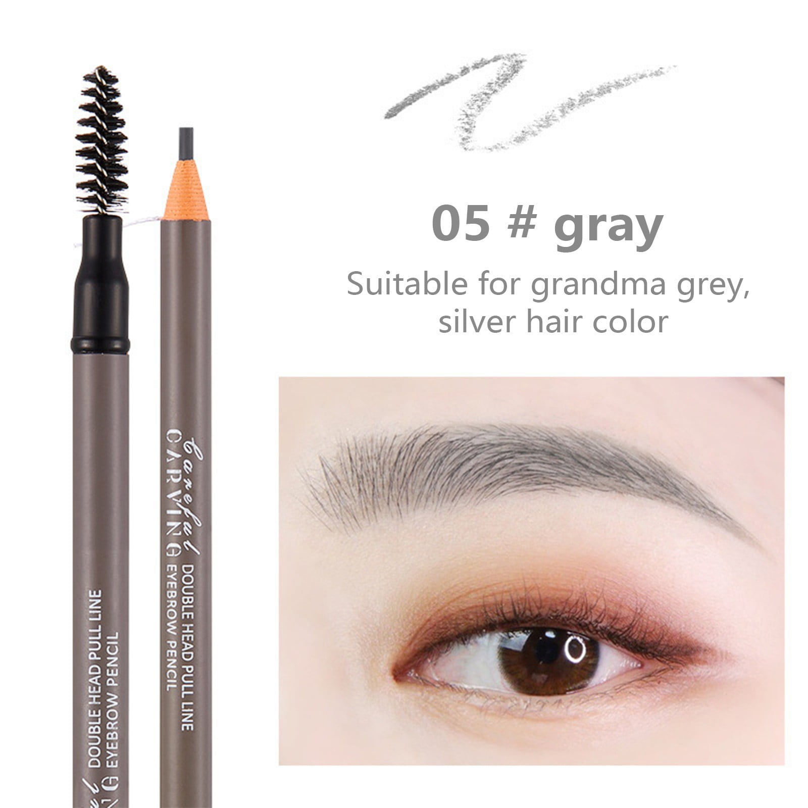 Gray Eyebrow Pencil For Women, Double Headed Eyebrow Pencil Extremely ...
