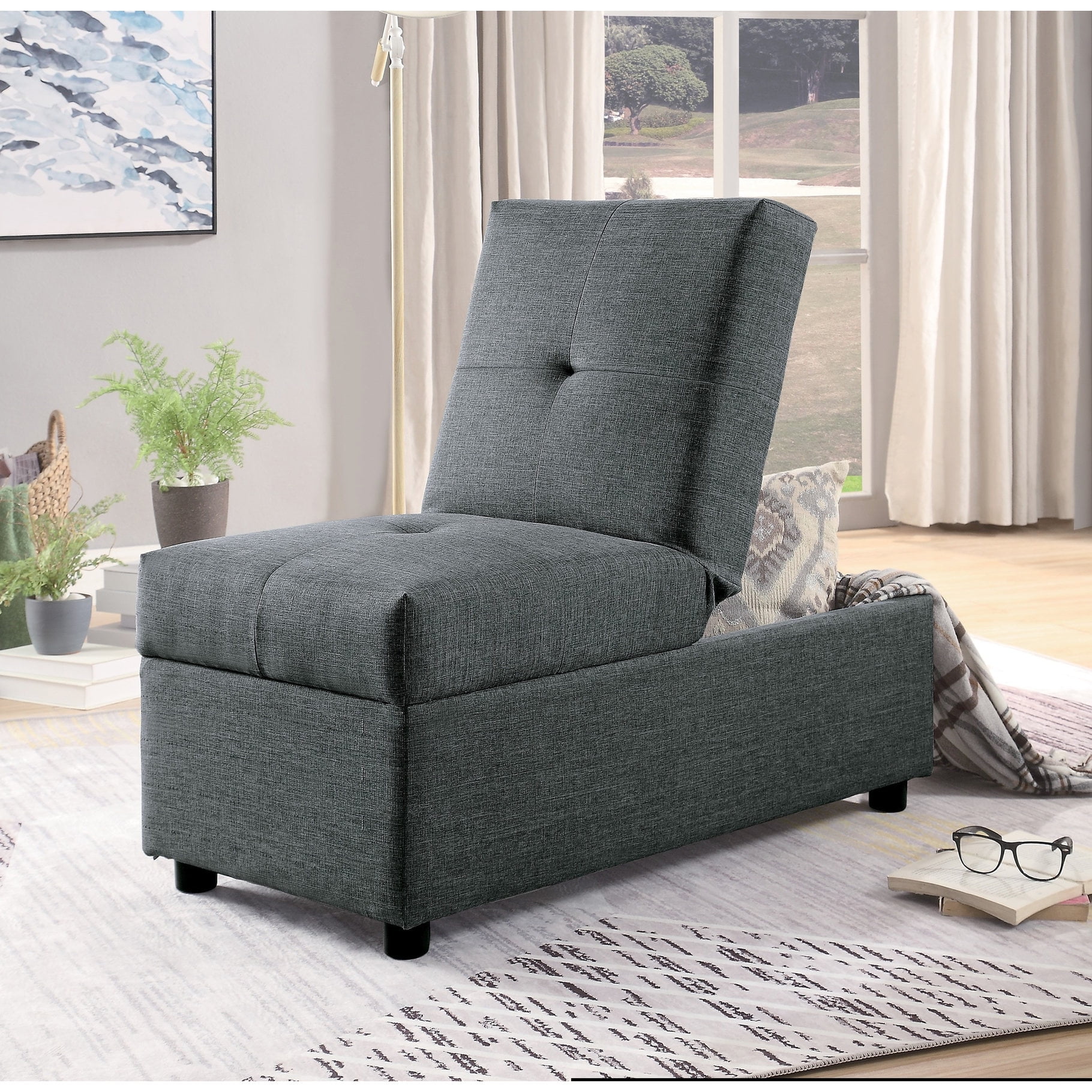 Gray Fabric & Click - mechanism Hinge - Living Room Seating ...