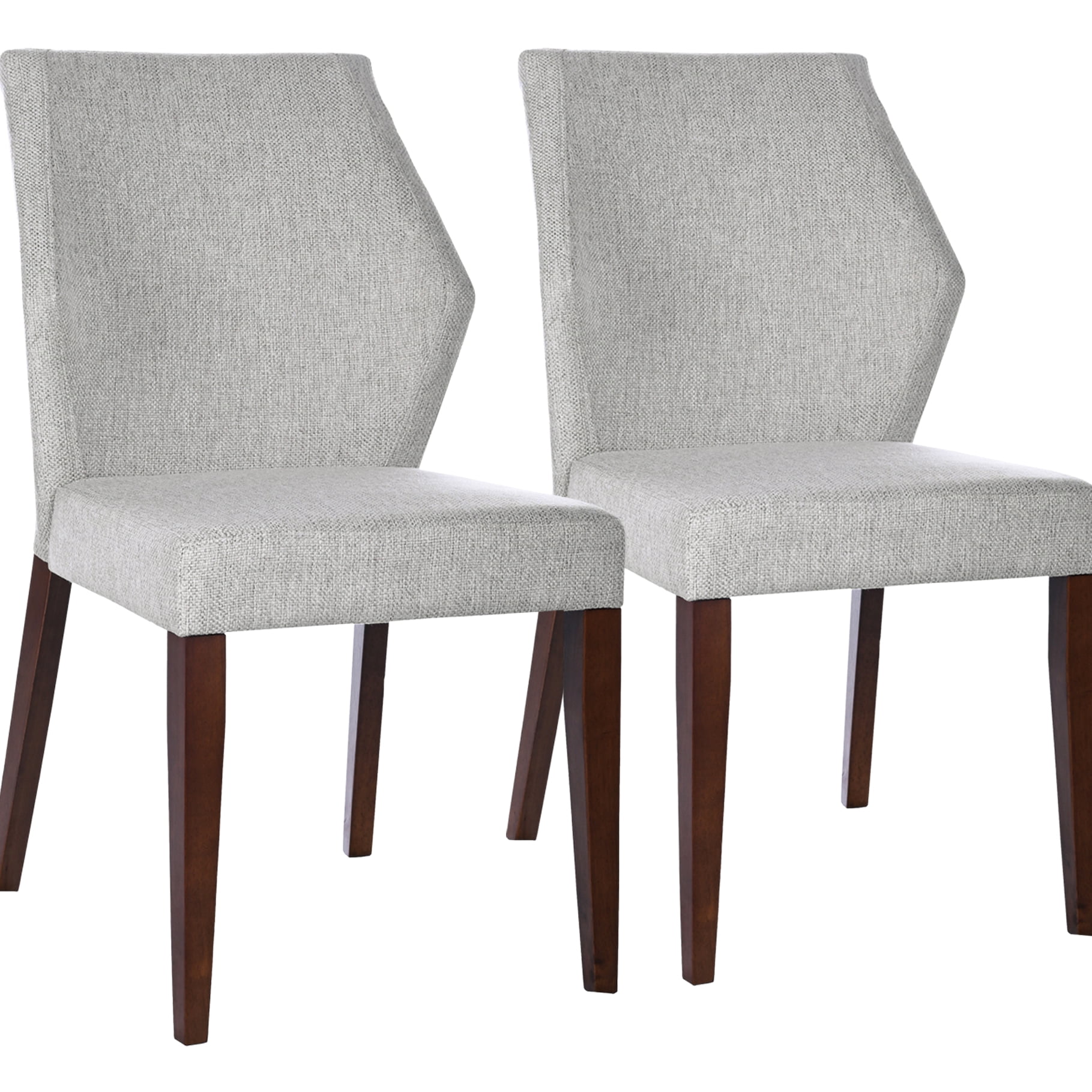 Gray Fabric Dining Chairs ( Of 2) - Mid-century Modern, Solid Back ...