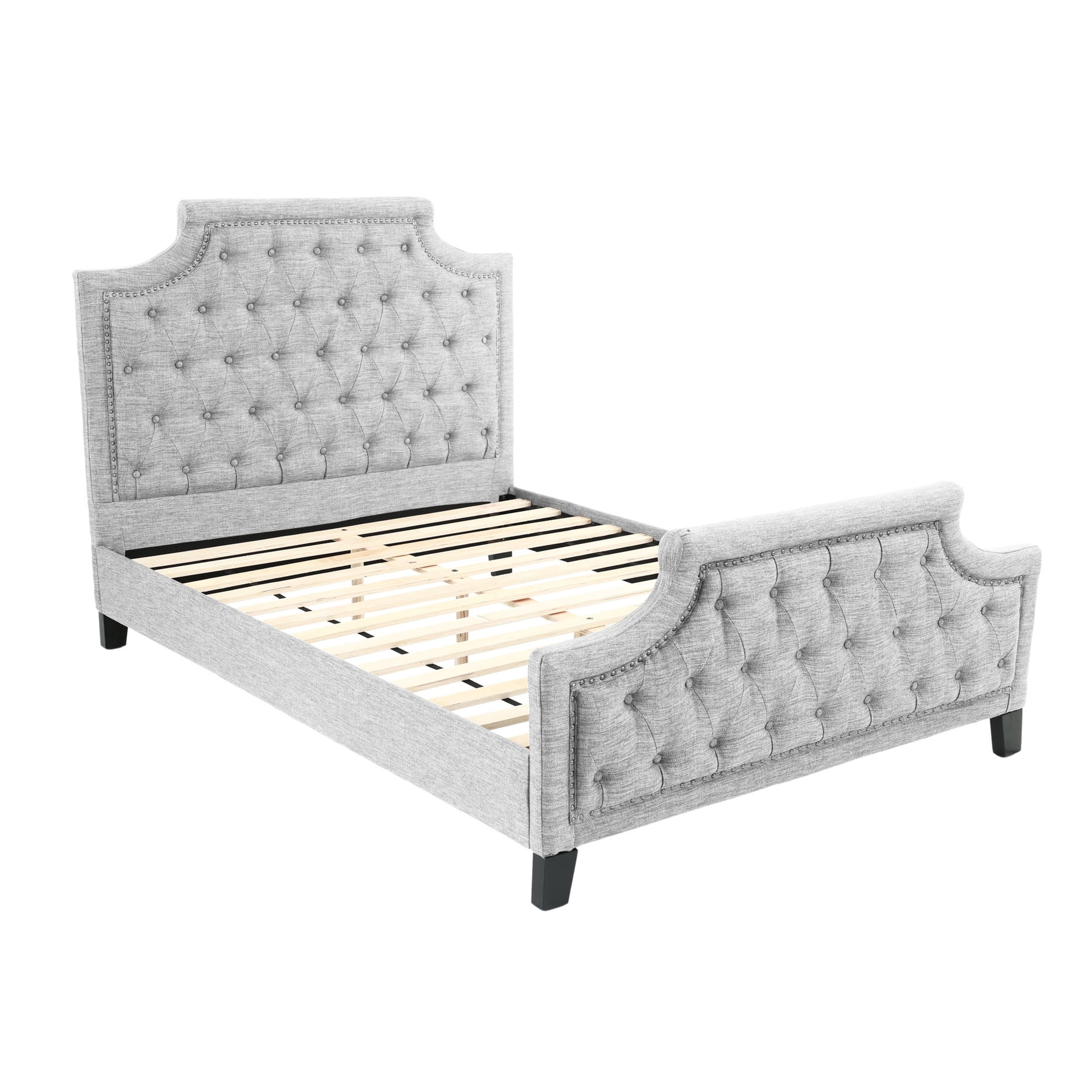 Gray Fabric Full Size Panel Bed / Easy Assembly for Quick Setup ...