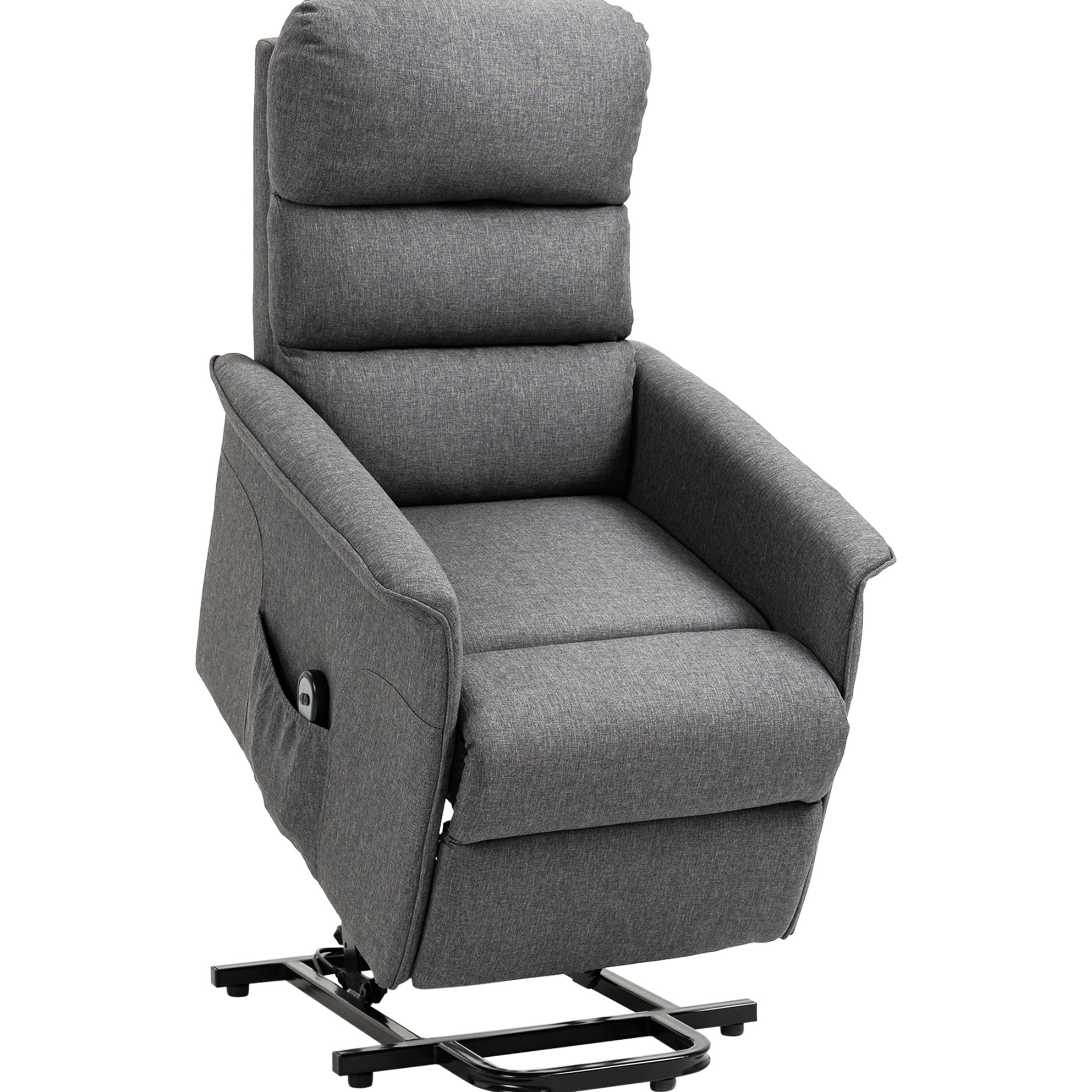 Gray Fabric Lift Chair For Elderly Users - Remote Control, Side Pockets ...