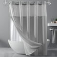 Gray Fabric Shower Curtain Set, Cotton Blend, Waffle Weave, with Snap ...