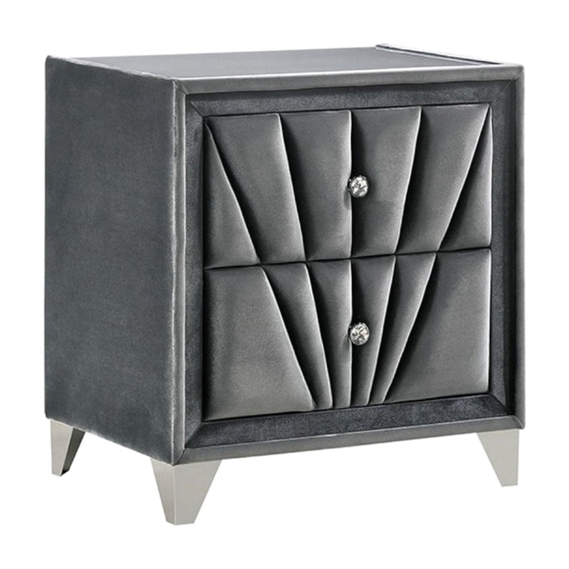Gray Fabric Upholstered Nightstand, 2 Drawers | Adds Elegance to ...