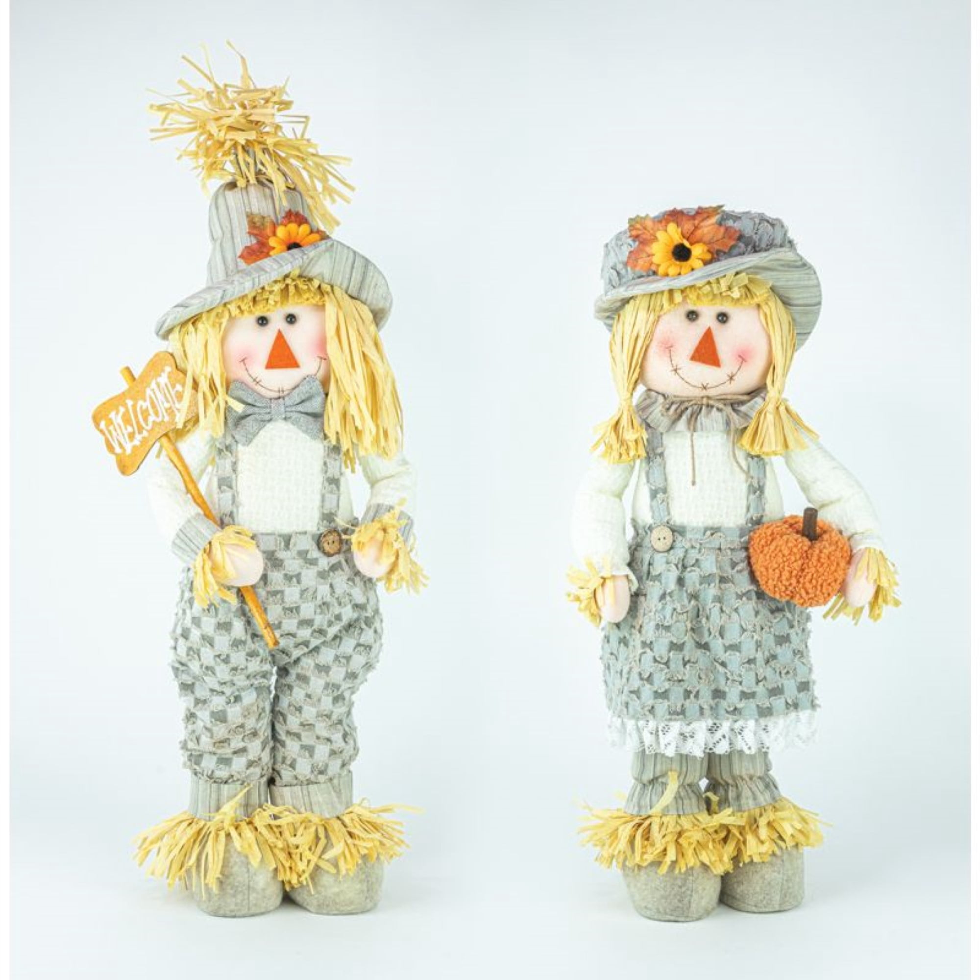 Gray Fall Scarecrow Stander- Set of 2 - Walmart.com