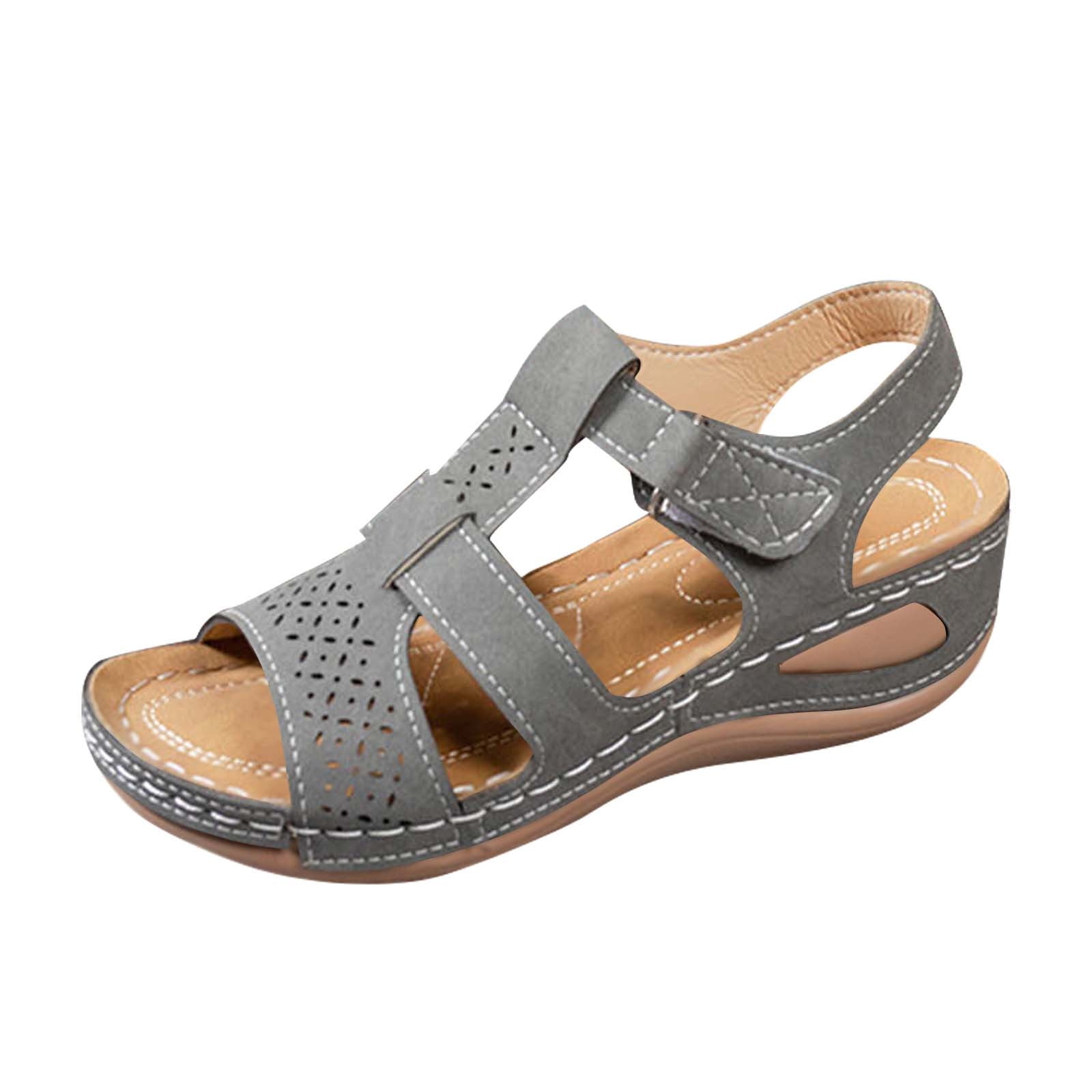Gray Fashion Forward Sandals With Fishmouth Design And Wedge Heel For A ...