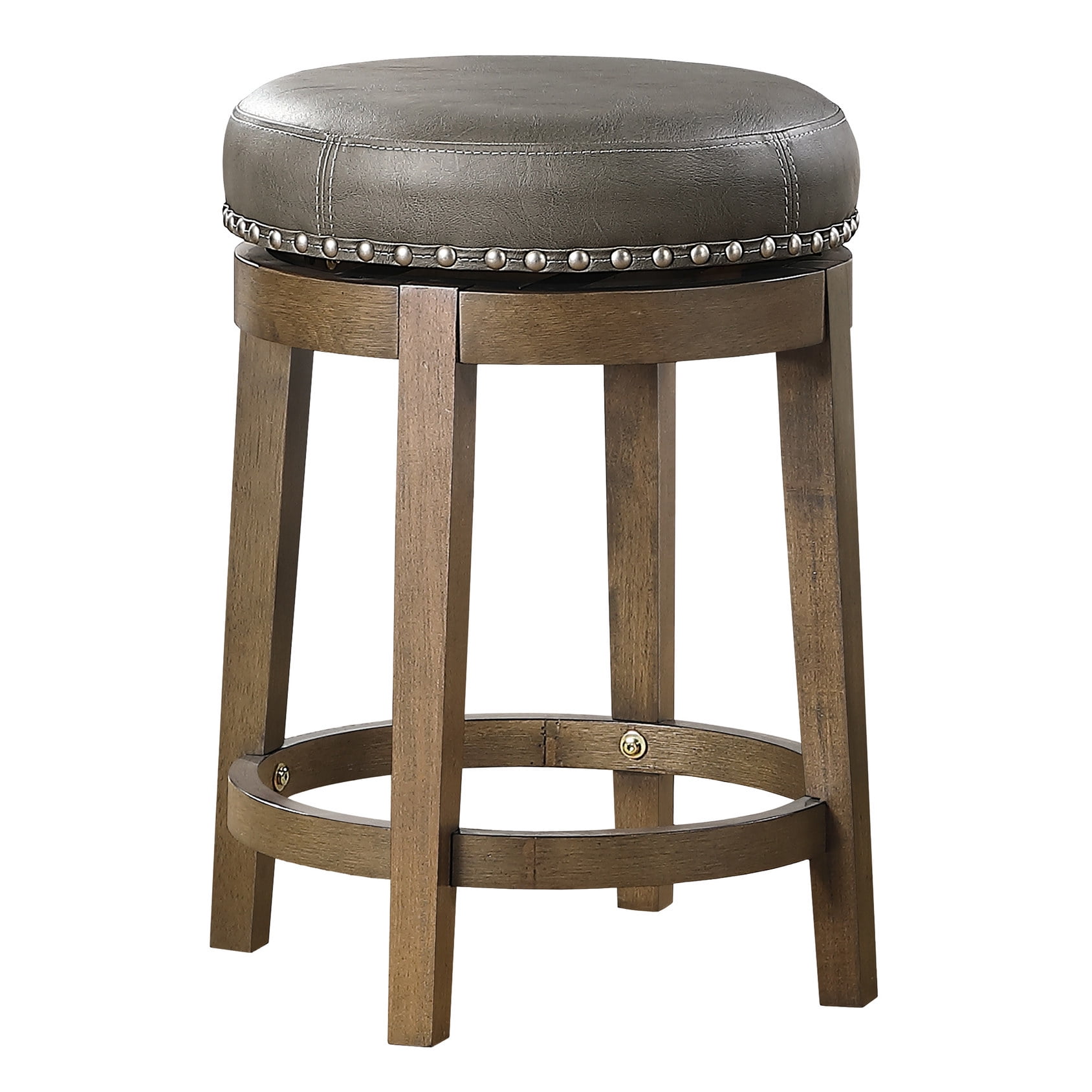 Gray Faux Leather Round Swivel Stools (Counter Height, Set of 2) | 360 ...