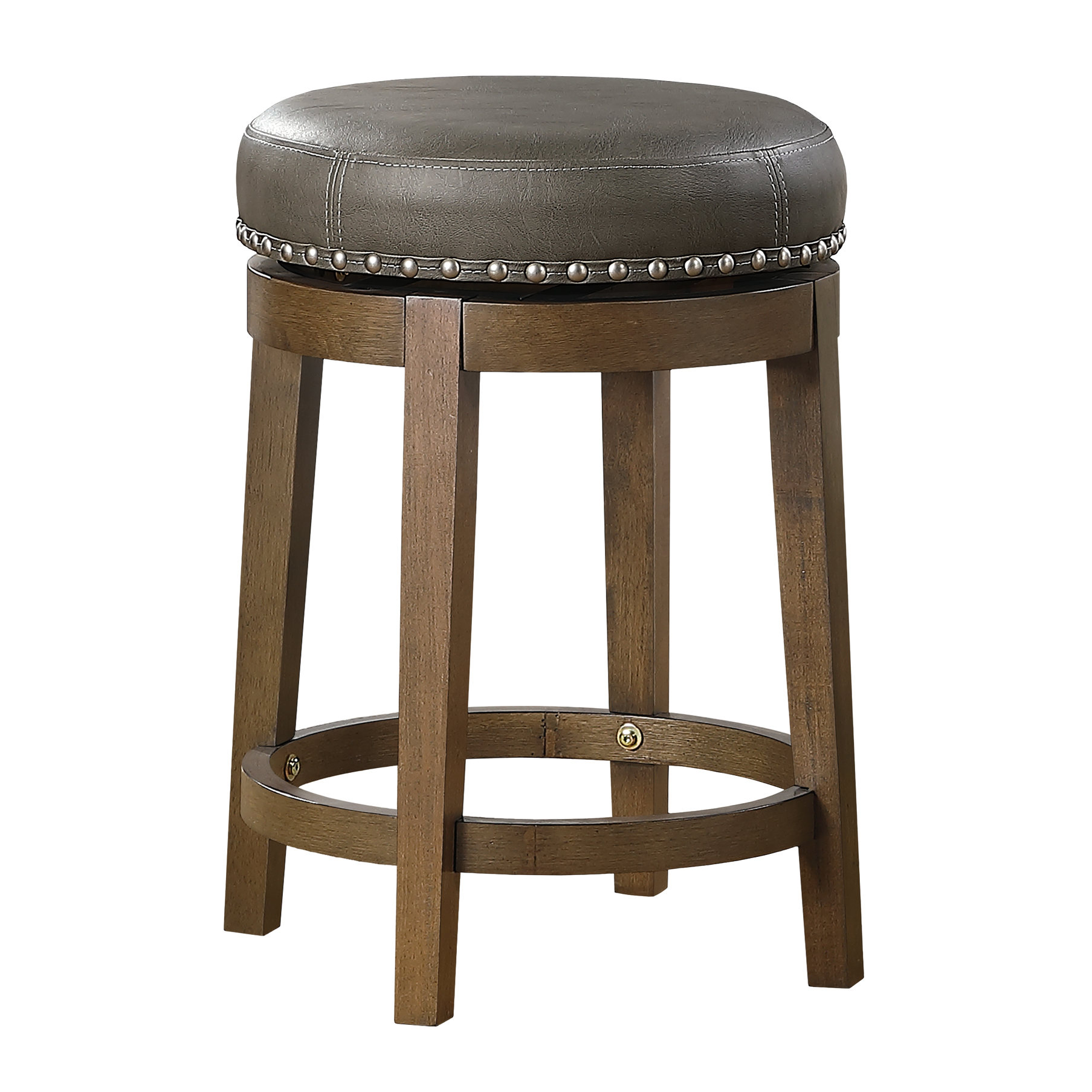 Gray Faux Leather Round Swivel Stools (Set of 2) | Ideal for Dining ...